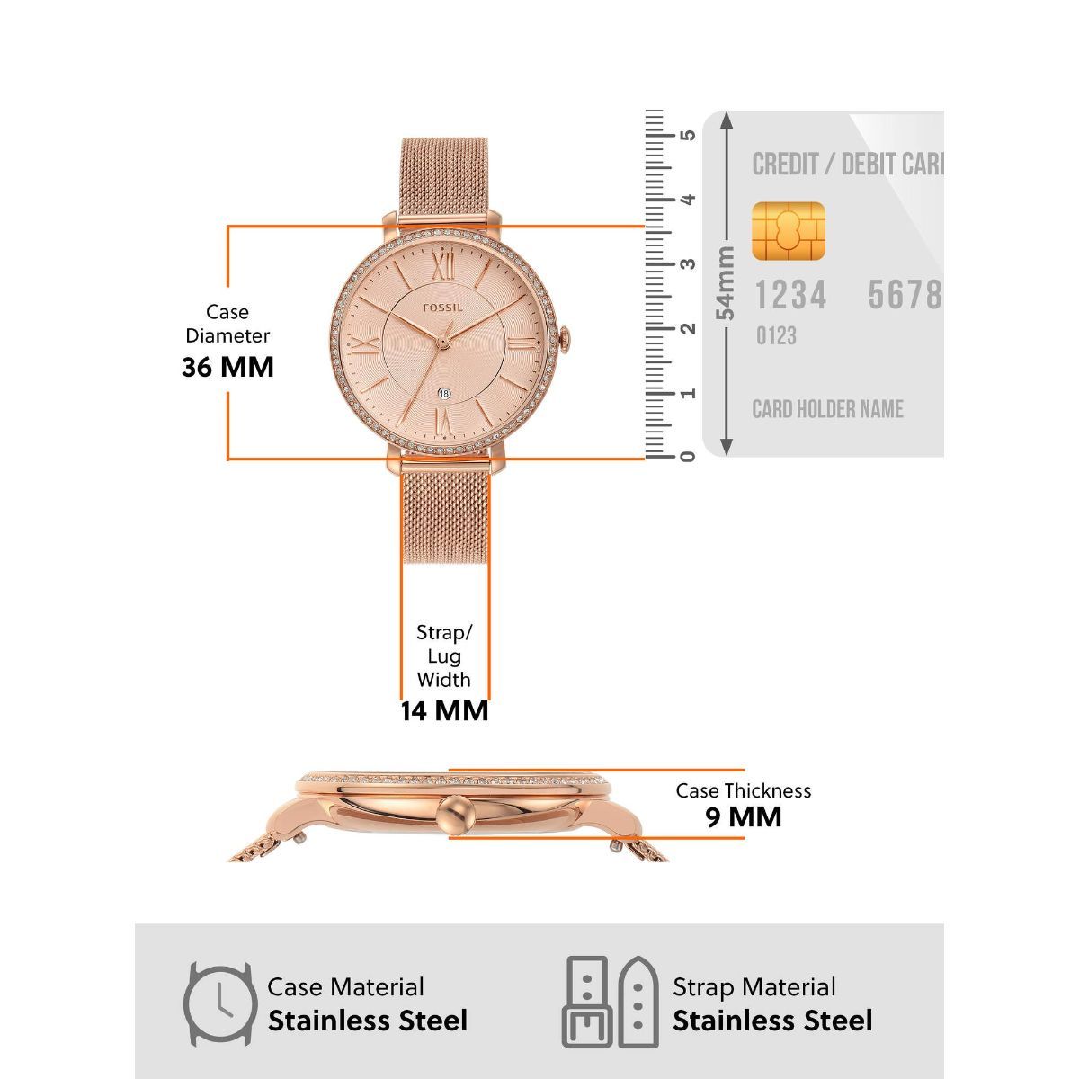 Buy Fossil Jacqueline Rose Gold Watch ES4628 For Women Online