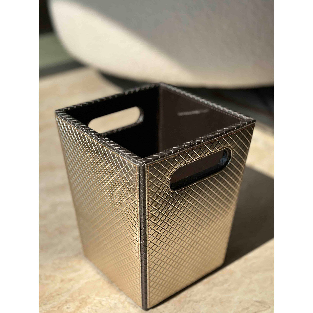Buy Mason Home Braided Gold & Grey Dustbin Online