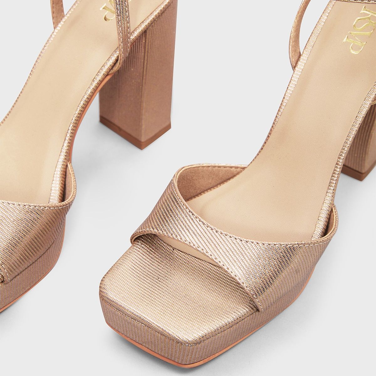 RSVP by Nykaa Fashion Gold Square Toe Platform Shimmer Block Heels: Buy ...