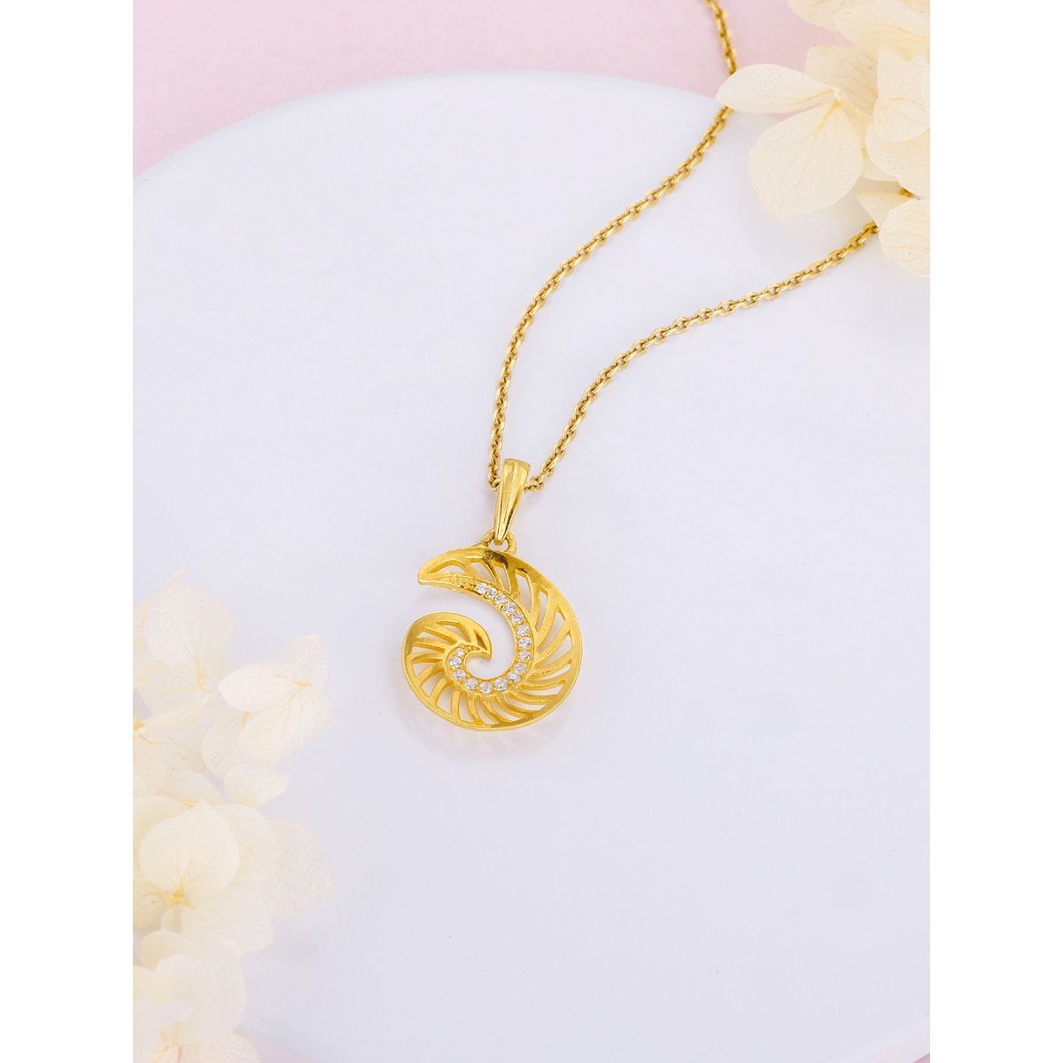 Buy GIVA Sterling Silver Golden Whirling Winds Pendant with Link Chain ...