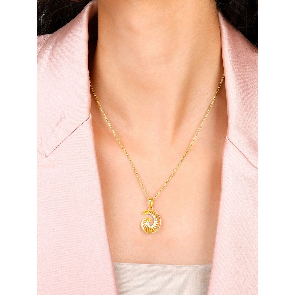 Buy GIVA Sterling Silver Golden Whirling Winds Pendant with Link Chain ...