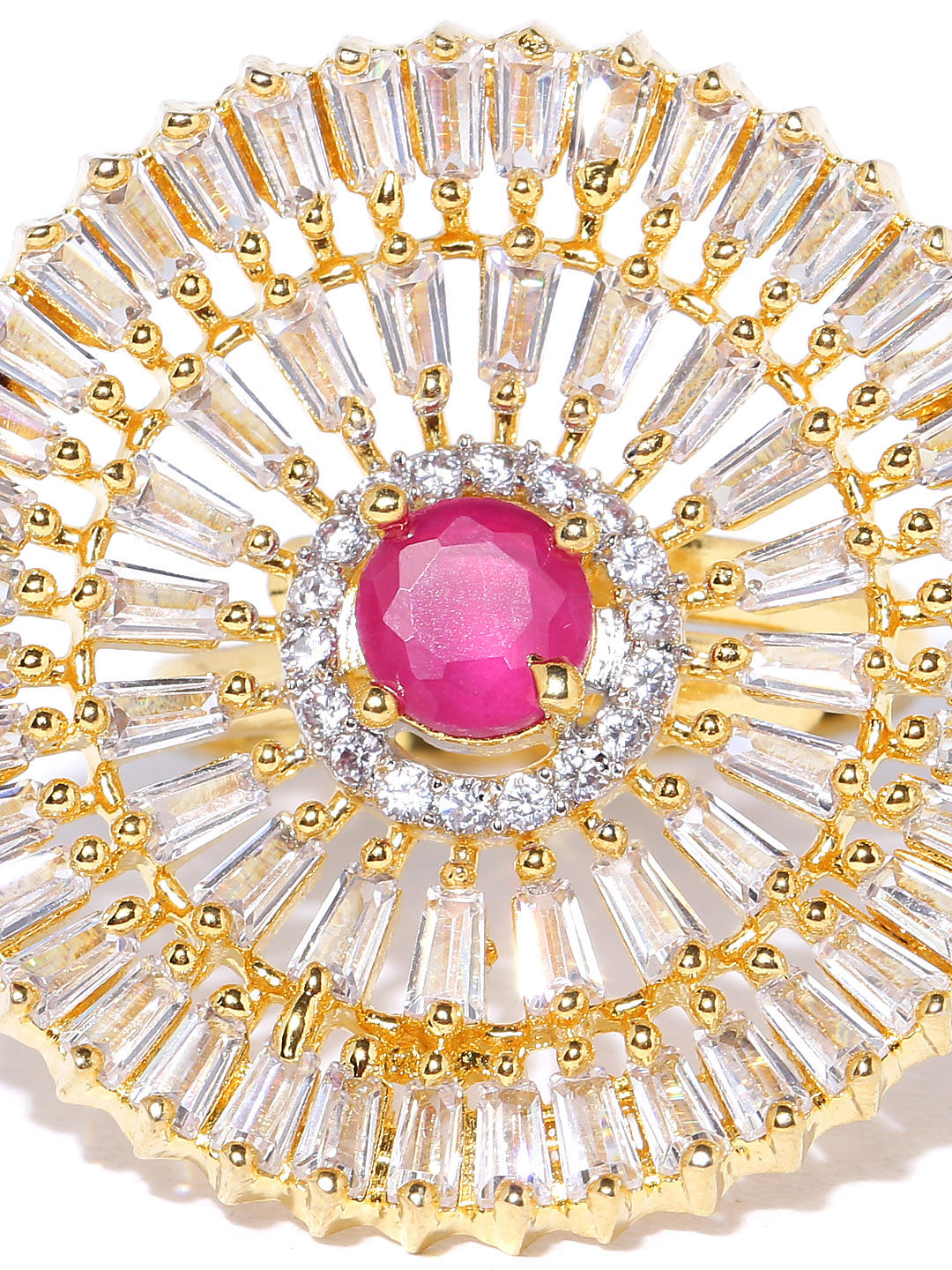 Buy Priyaasi Gold Plated Ad And Maroon Stone Studded Round Shape ...