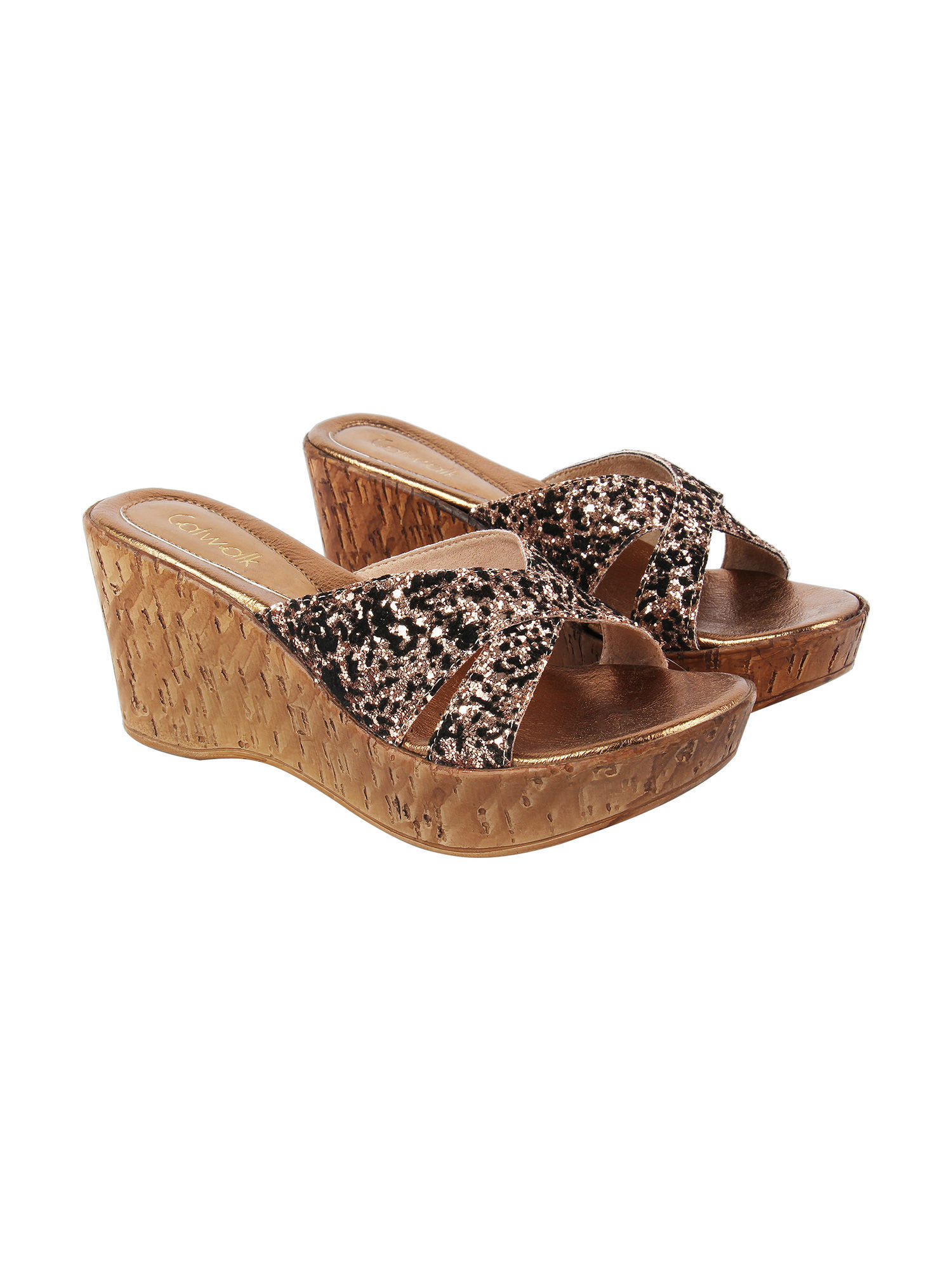 CATWALK Rose Gold Embellished Wedges: Buy CATWALK Rose Gold Embellished ...