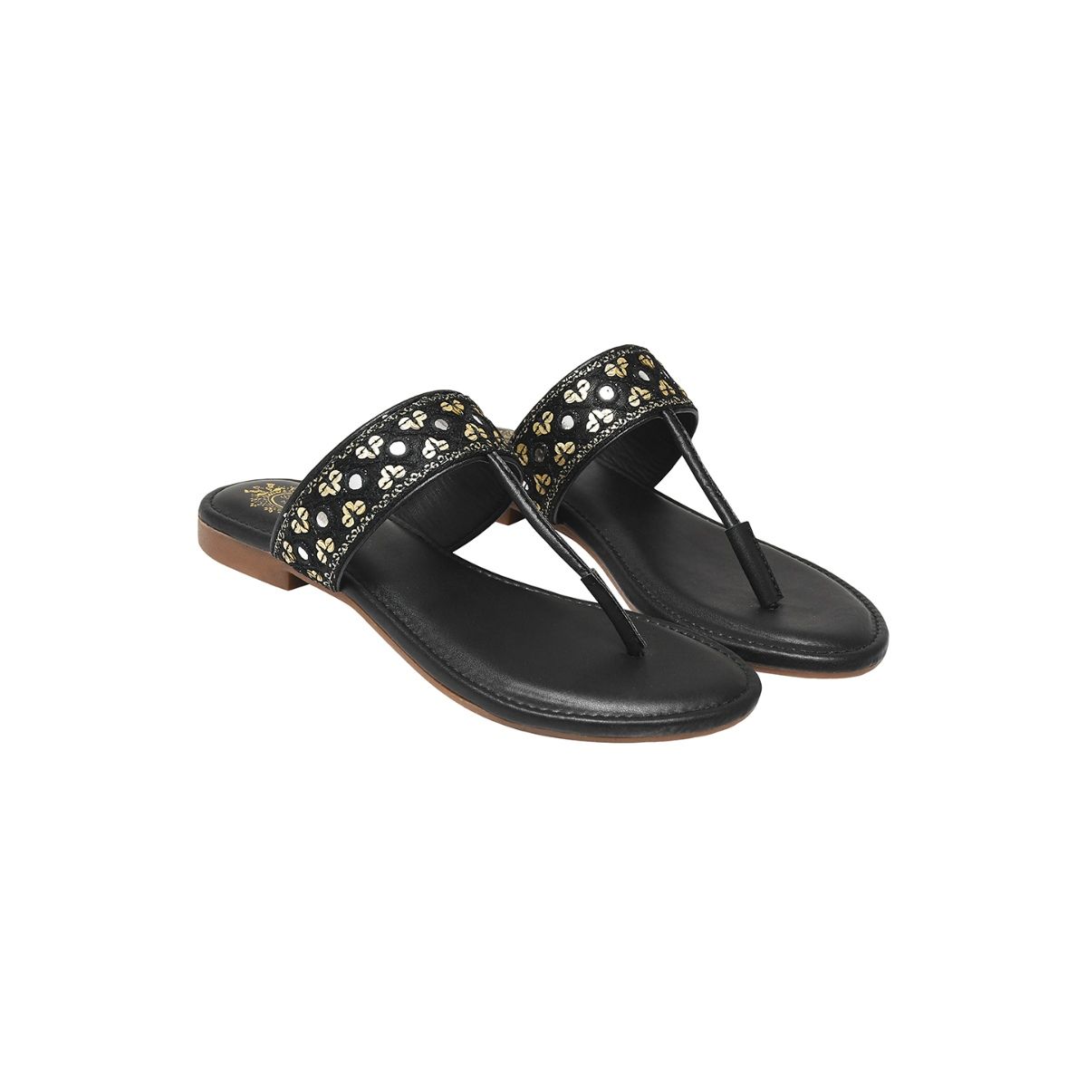Buy Shoetopia Sheesha Black Kolhapuri Flats for Women Online