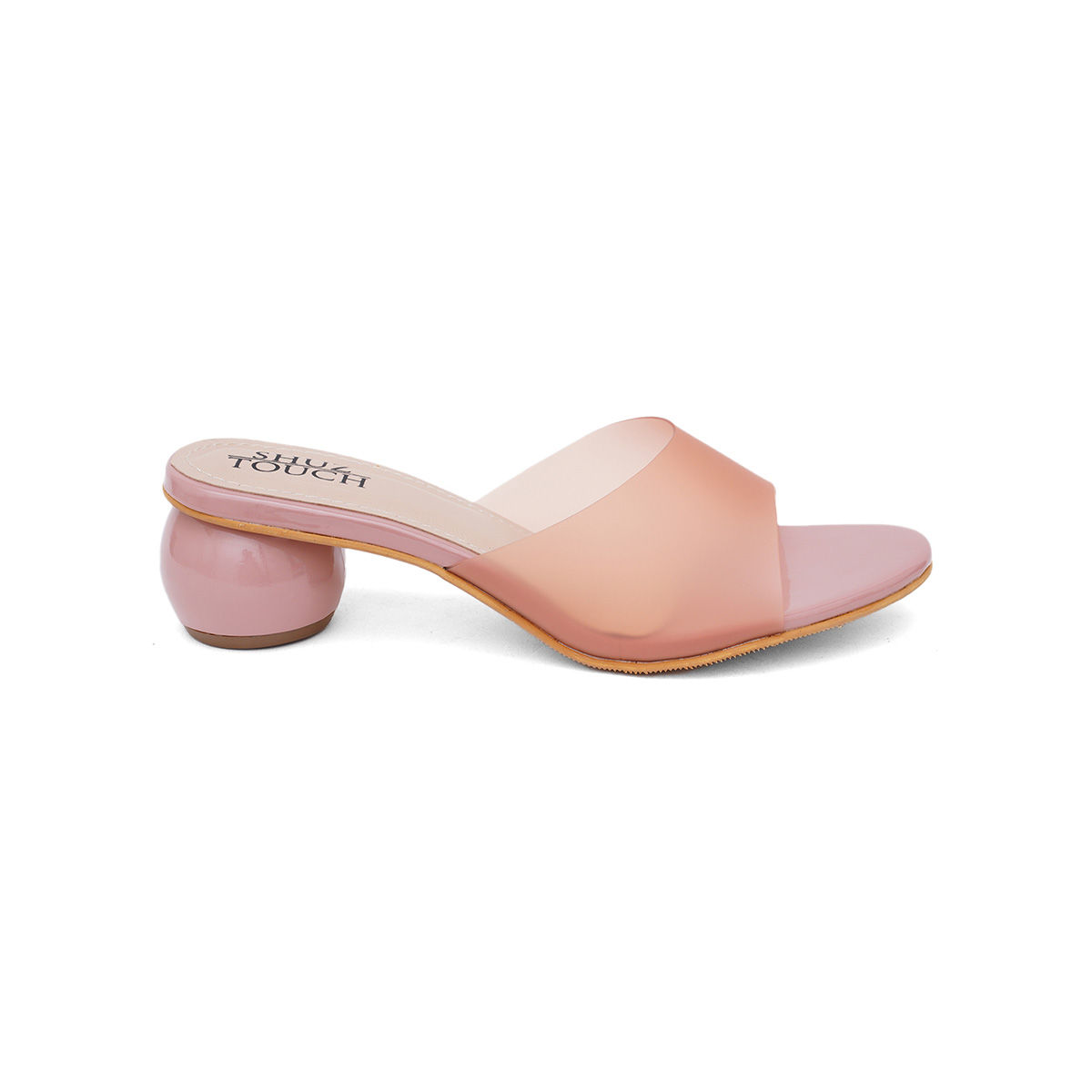 SHUZ TOUCH Solid Globular Heel Slipper Peach: Buy SHUZ TOUCH Solid ...