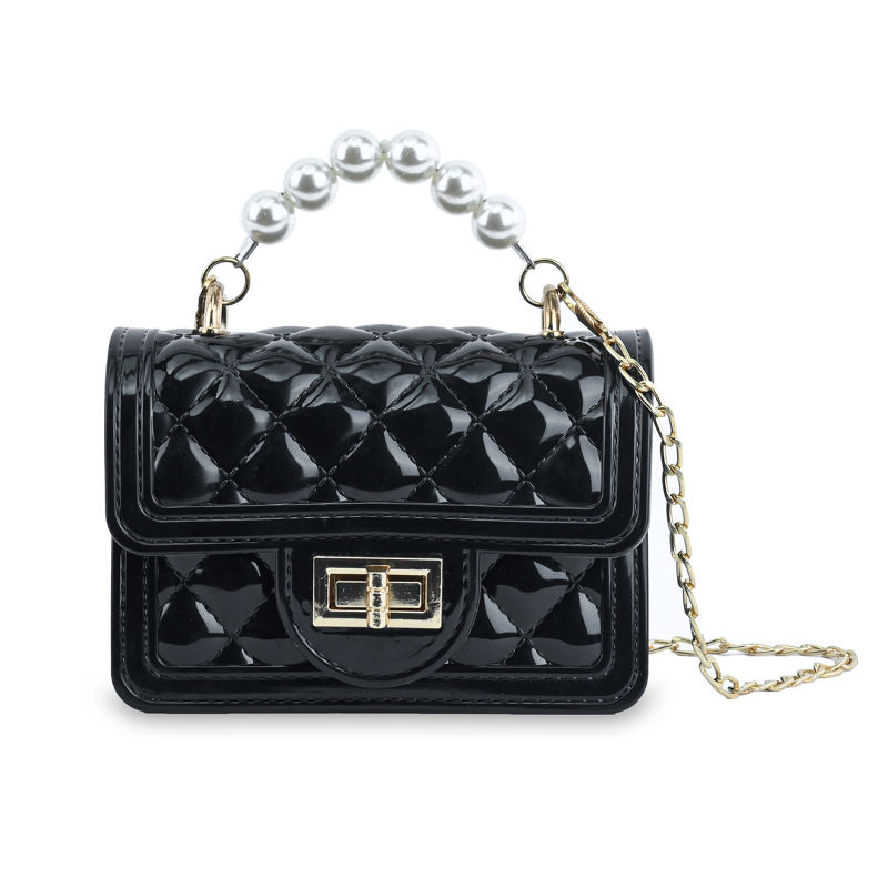 Buy NUFA Quilted Bead Embellished Chain Black Crossbody Bag Online