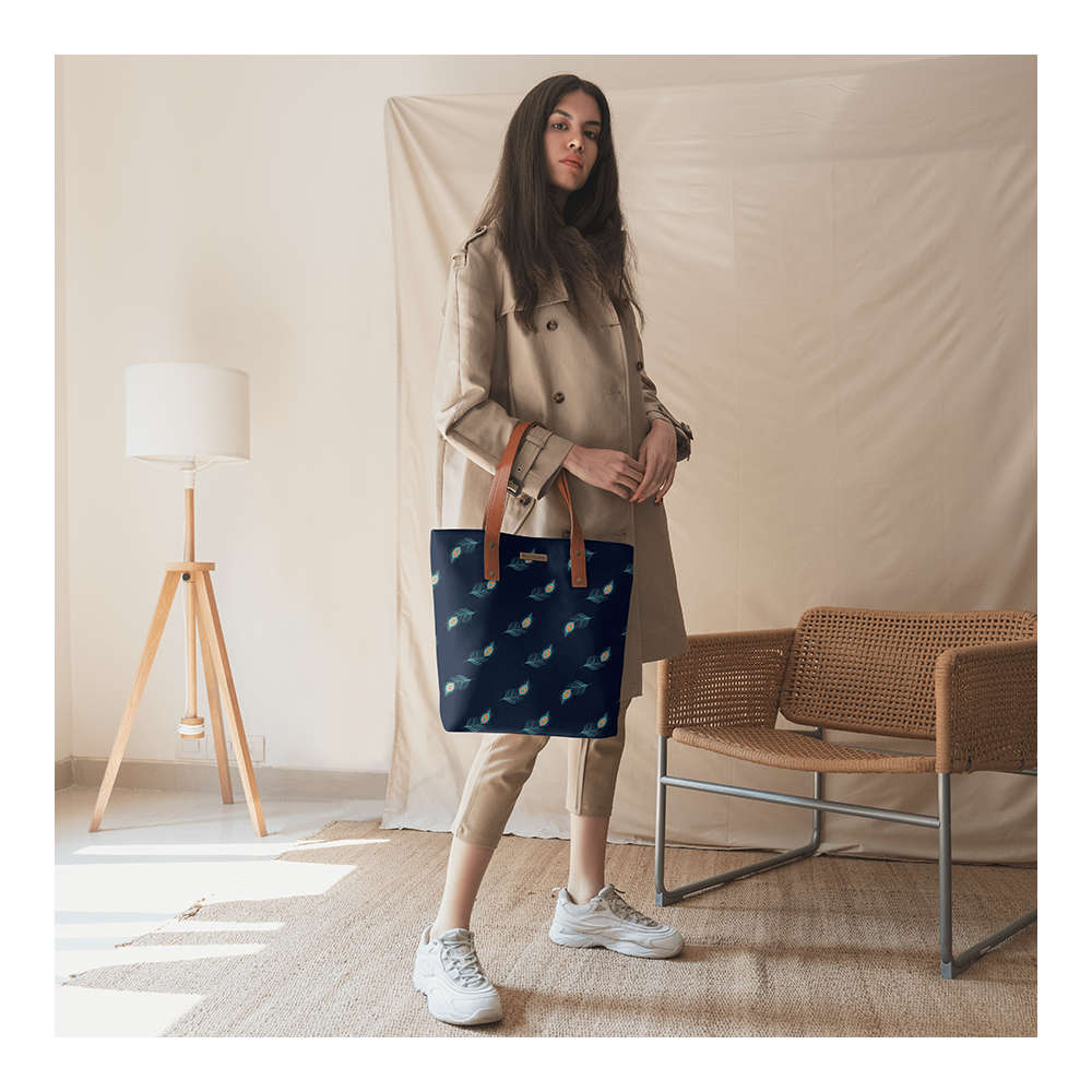 Buy DailyObjects Navy Feathers Classic Tote Bag Online