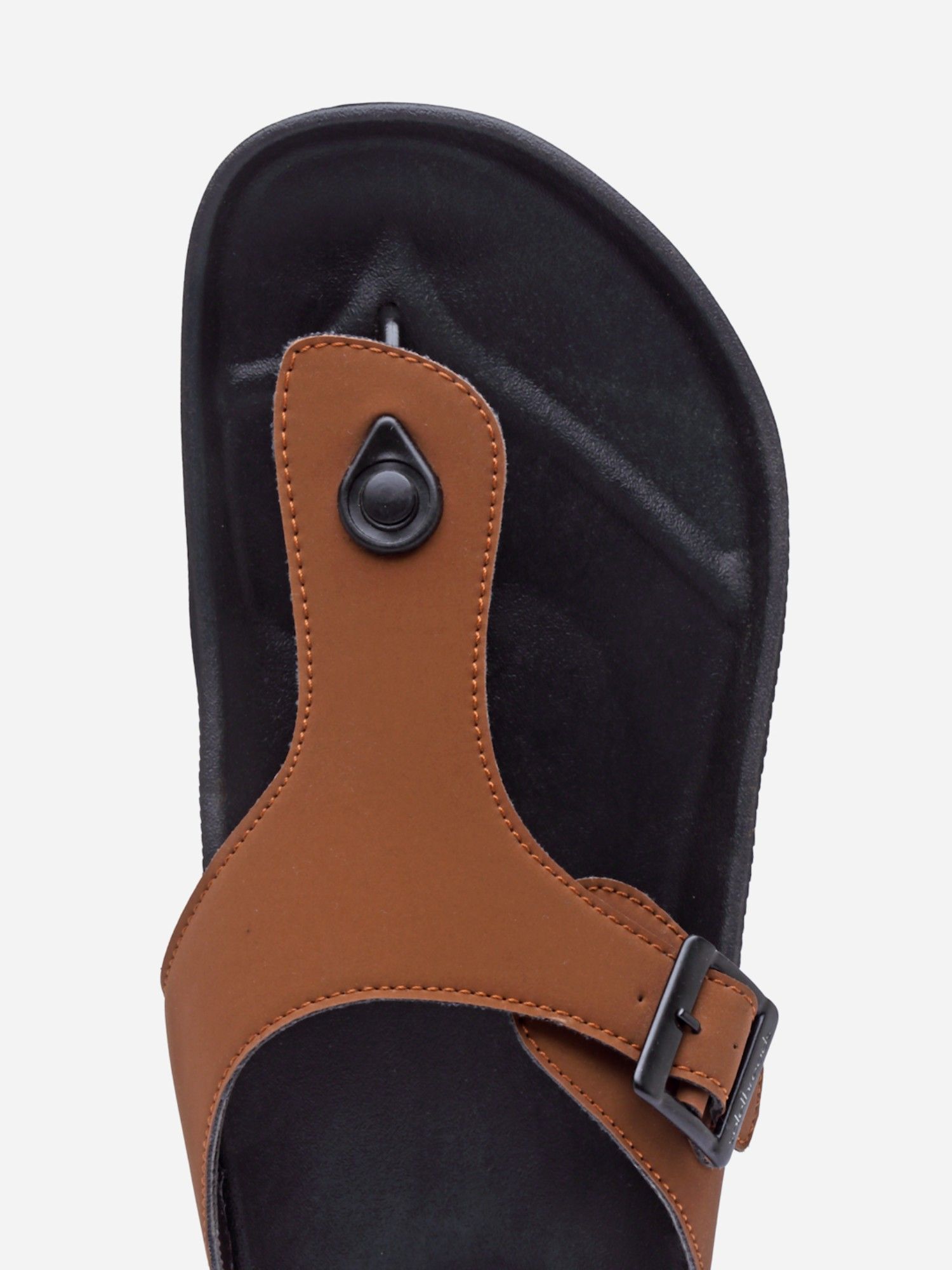 Buy SOLETHREADS Pharaoh Tan Solid T-Strap Men Slippers Online