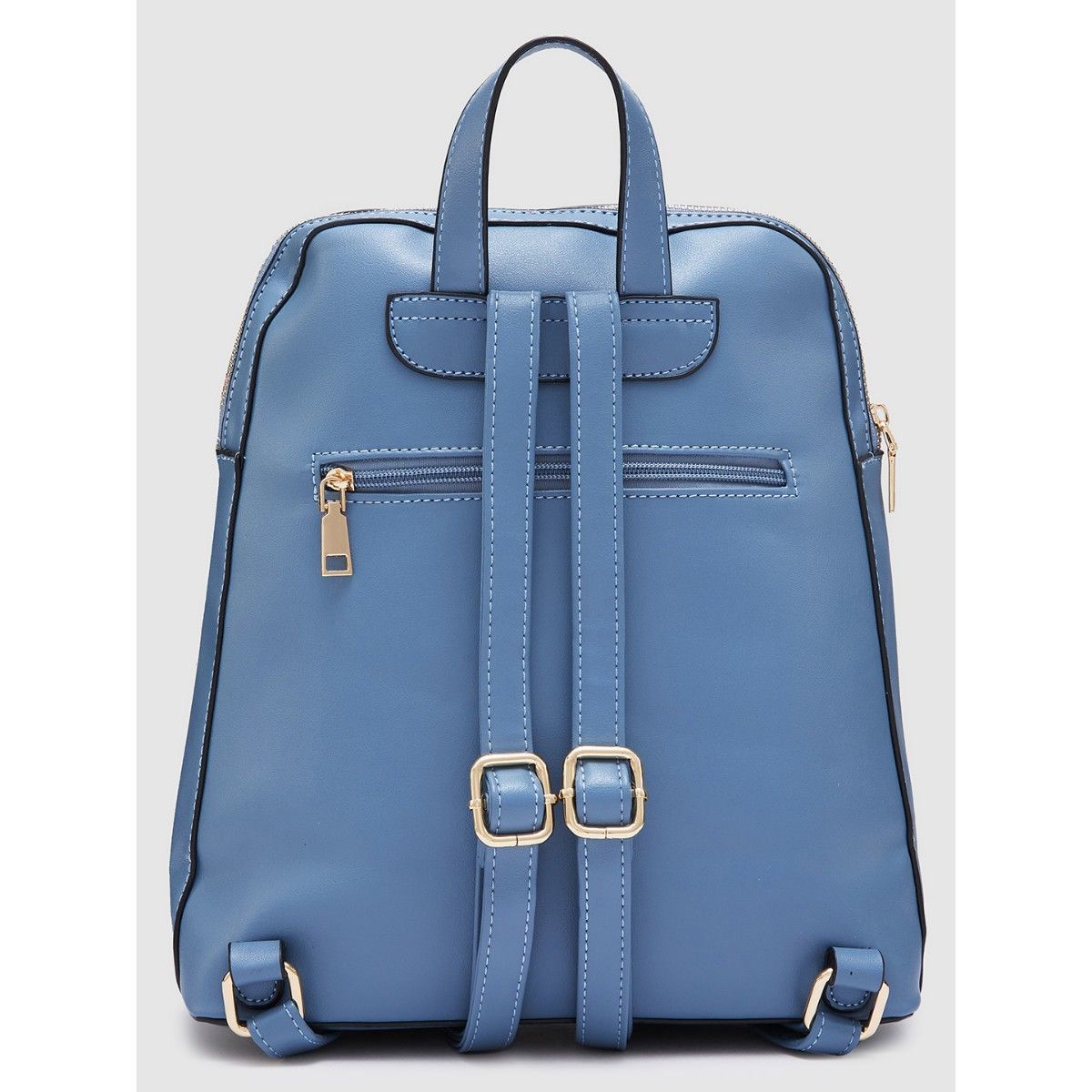 Buy Globus Women Blueish Grey Textured Smart Casual Backpack Online