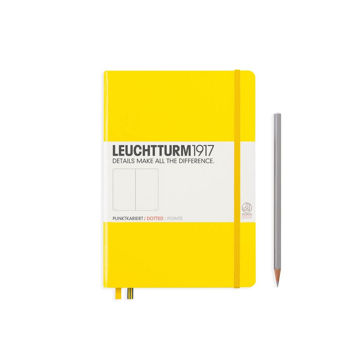 Leuchtturm1917 Medium A5-Size Hard Cover Notebook (Dotted) - Lemon ...