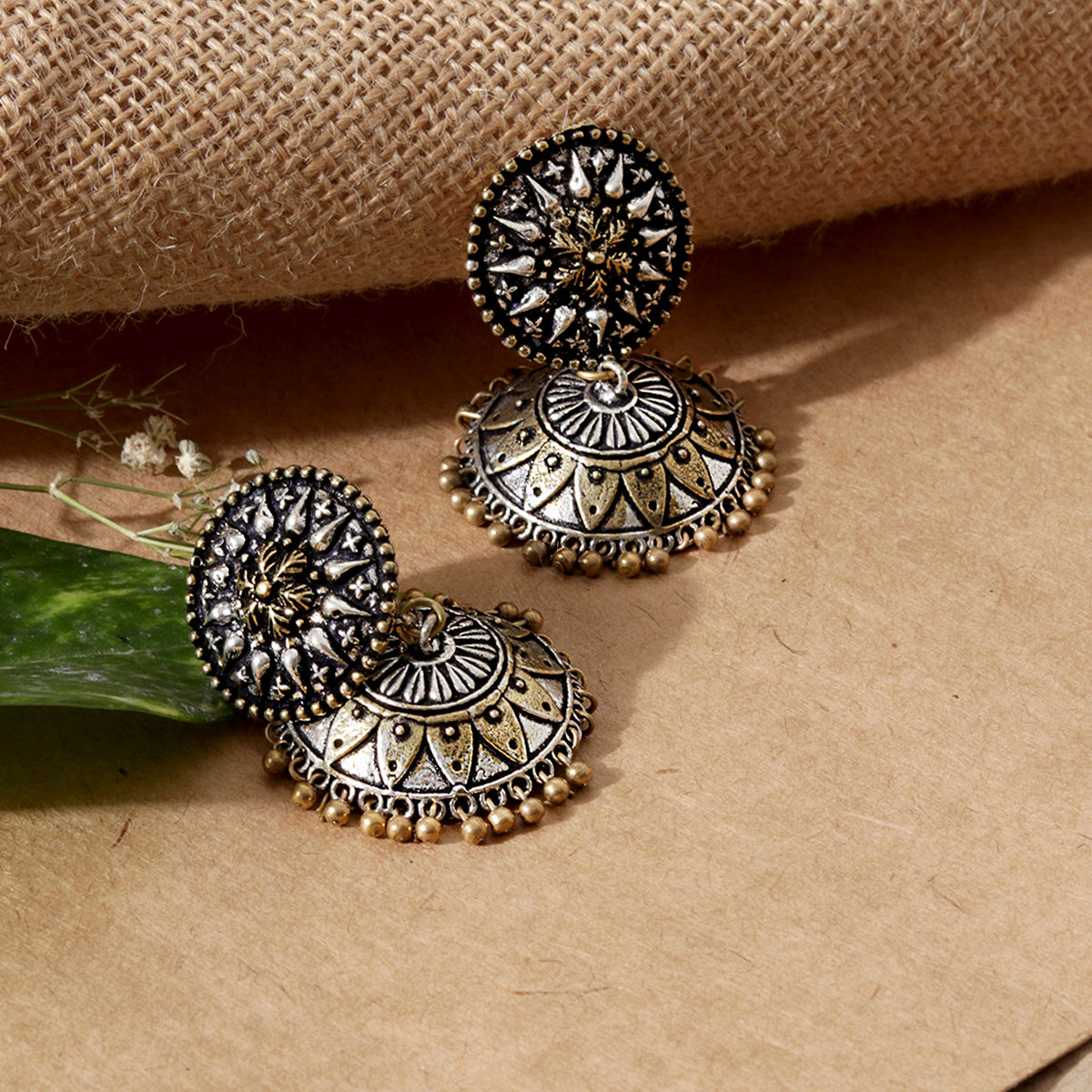Shop purchases Oxidized Jhumka Earrings