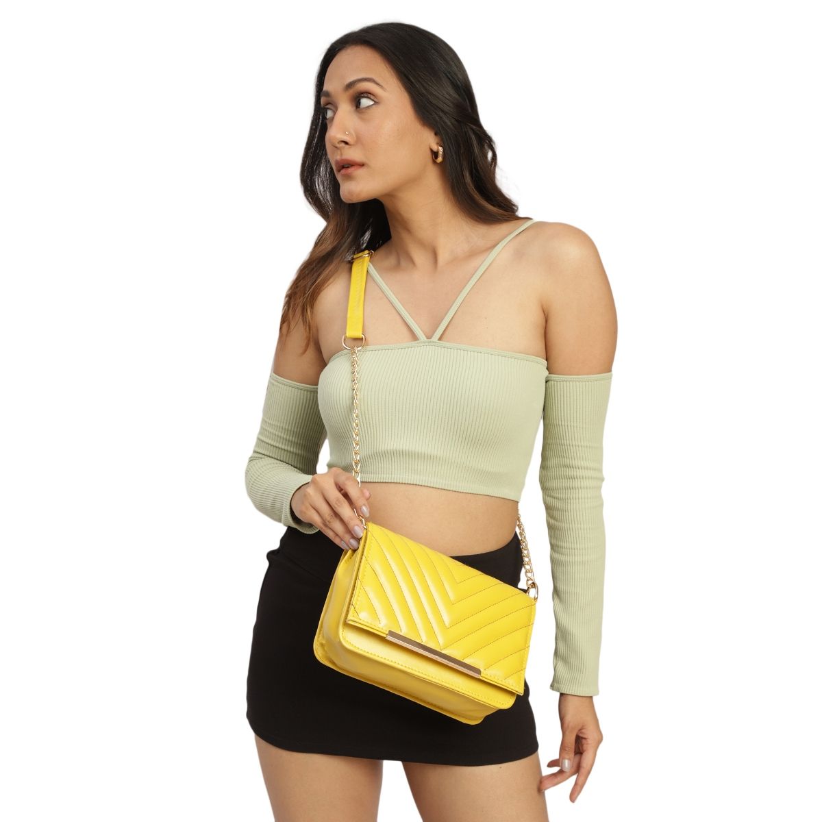 Buy MINI WESST Women's Yellow Sling And Cross Bag Online