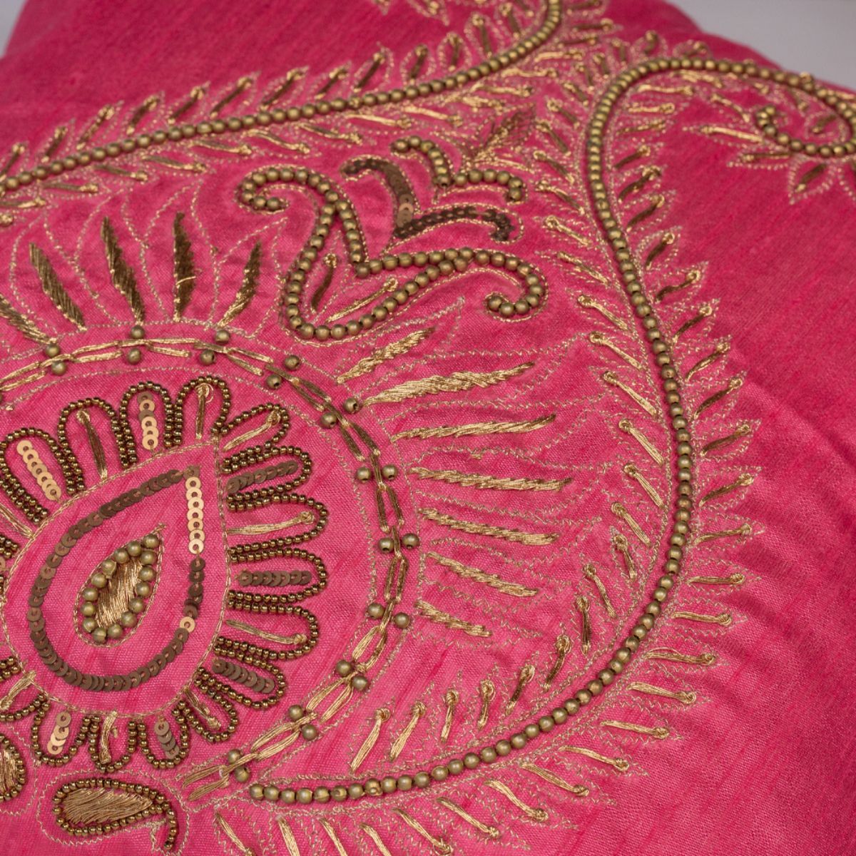 Buy Alcove Pink Silk Matka Cushion Cover Online