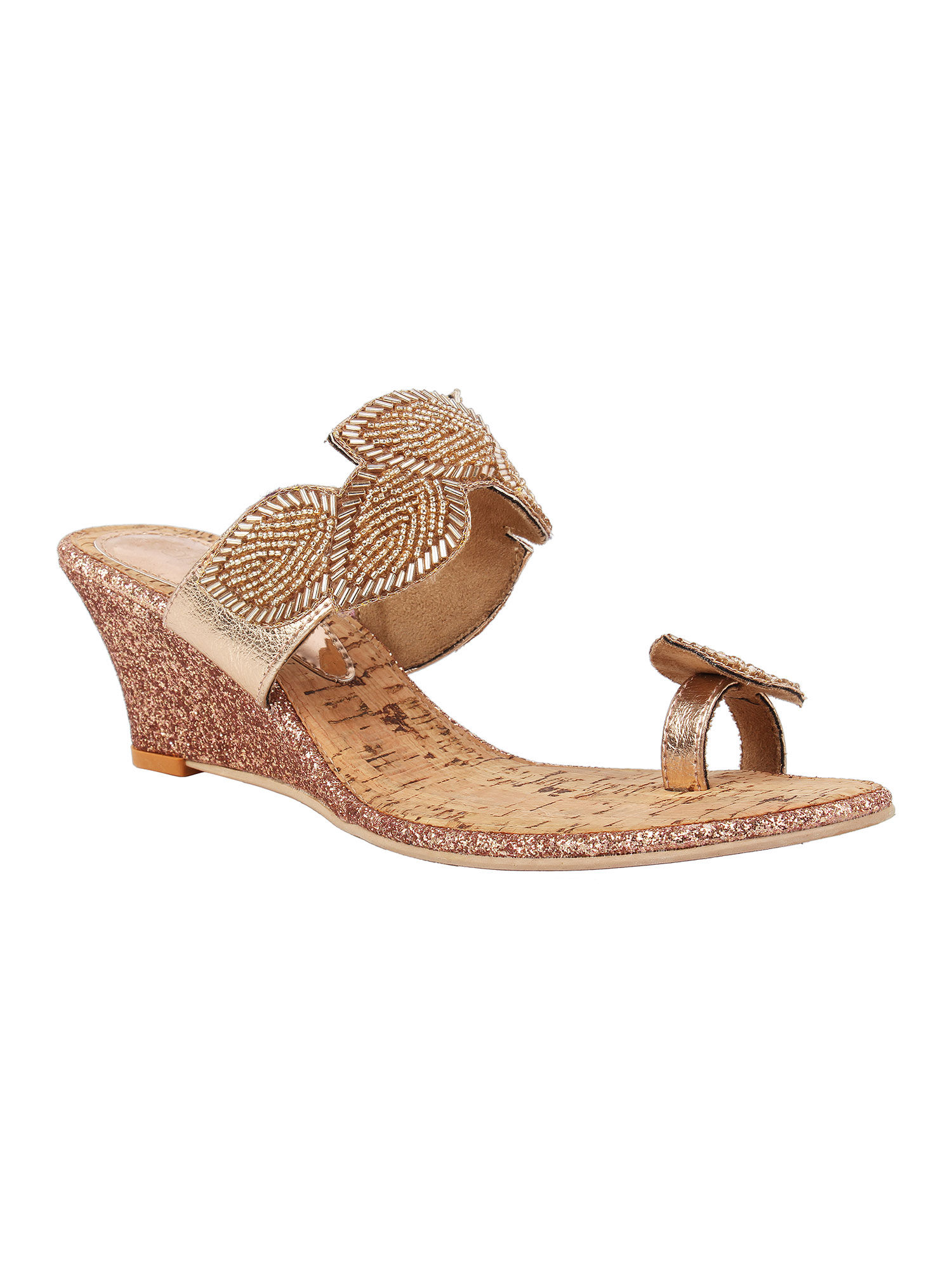 CATWALK Gold Embellished Wedges: Buy CATWALK Gold Embellished Wedges ...