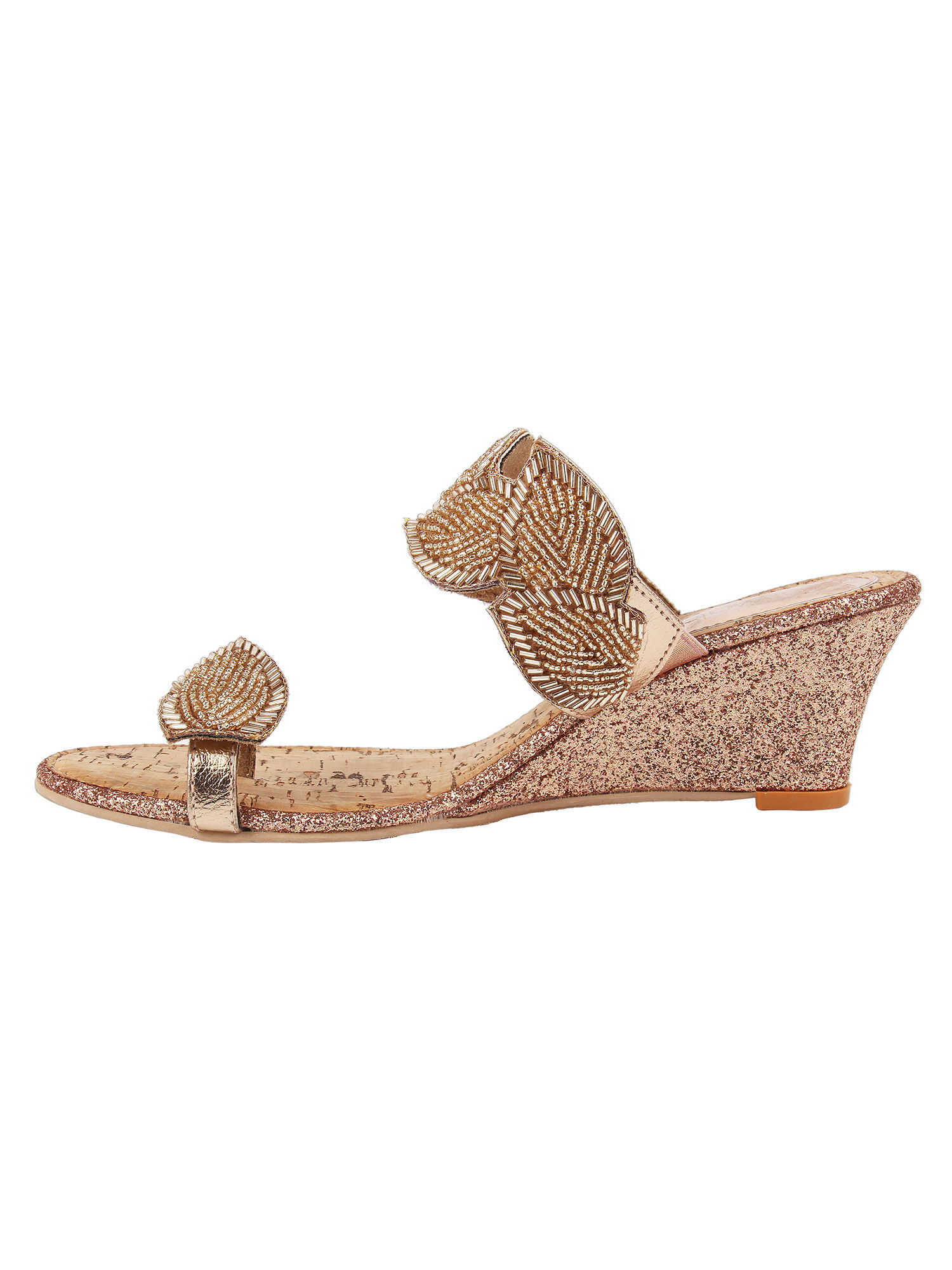 CATWALK Gold Embellished Wedges: Buy CATWALK Gold Embellished Wedges ...