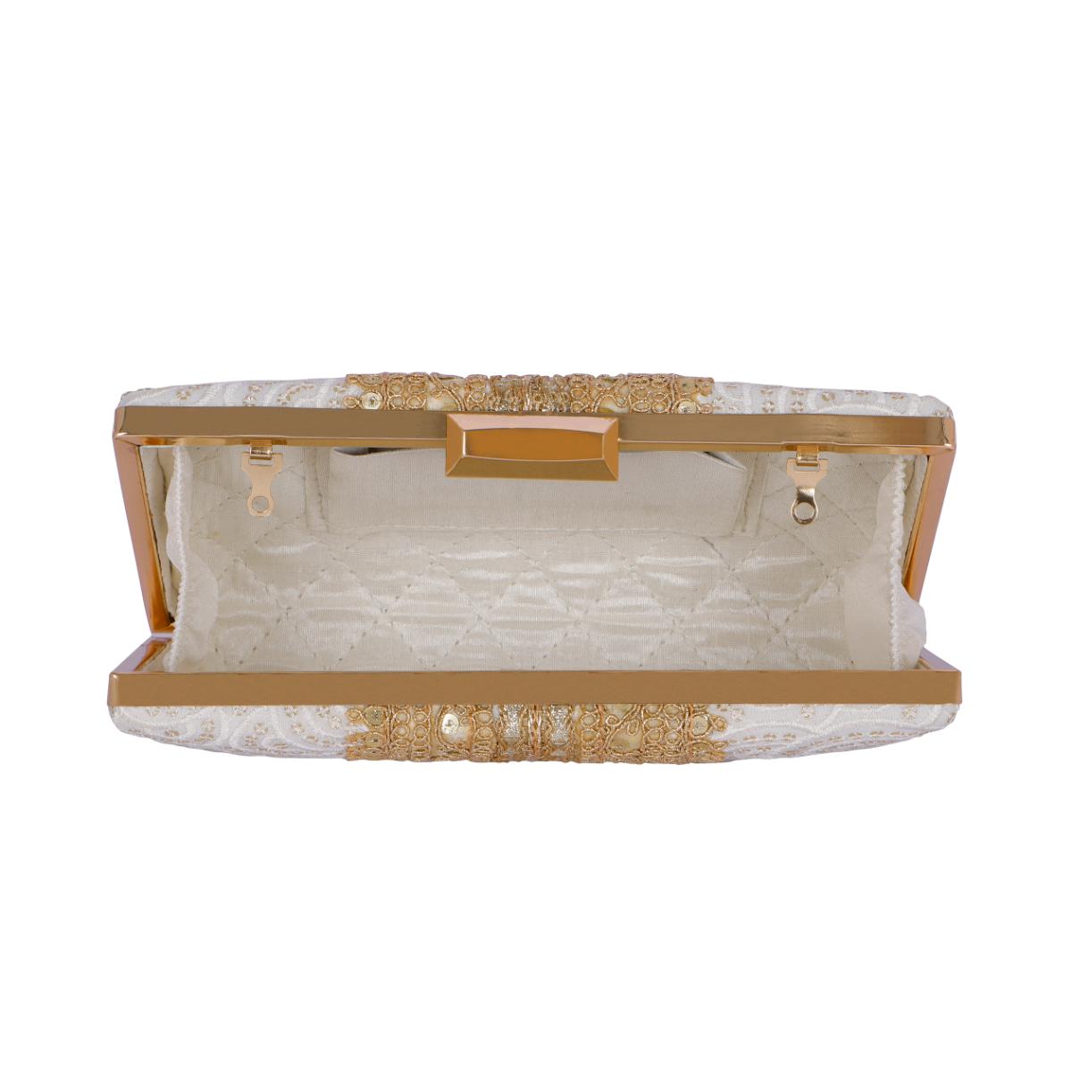 Buy Fuchsia by Aashka Mehta Gold Glamour Clutch Online