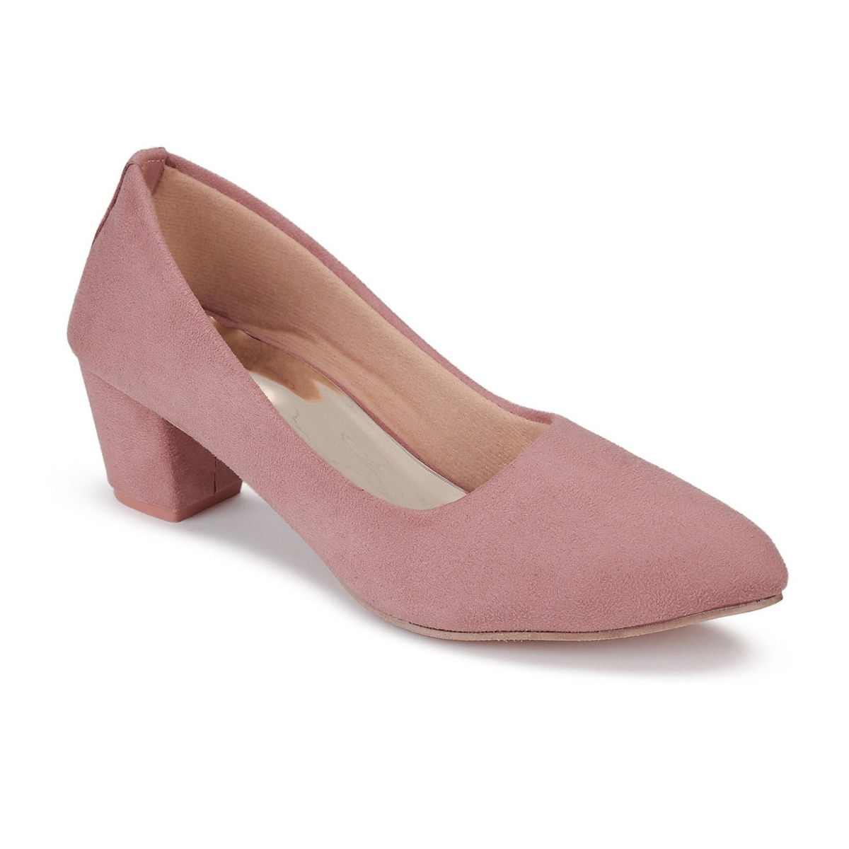 Shoetopia Women Peach Suede Solid Pumps Heels: Buy Shoetopia Women ...