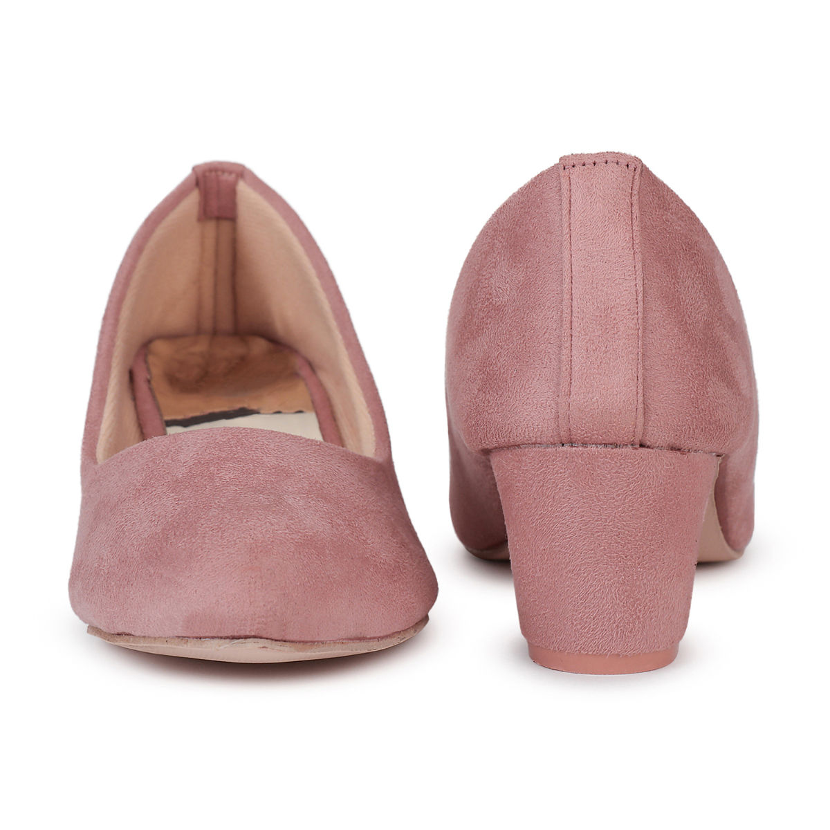 Shoetopia Women Peach Suede Solid Pumps Heels: Buy Shoetopia Women ...