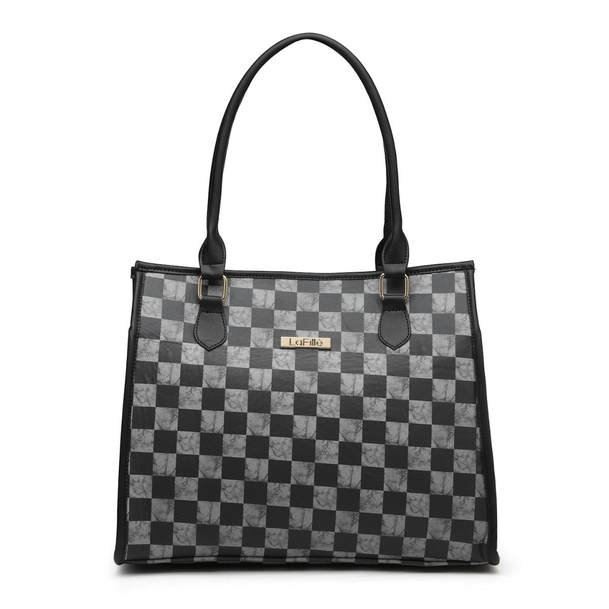 Buy LaFille Black Women's Checks Tote Bag Online