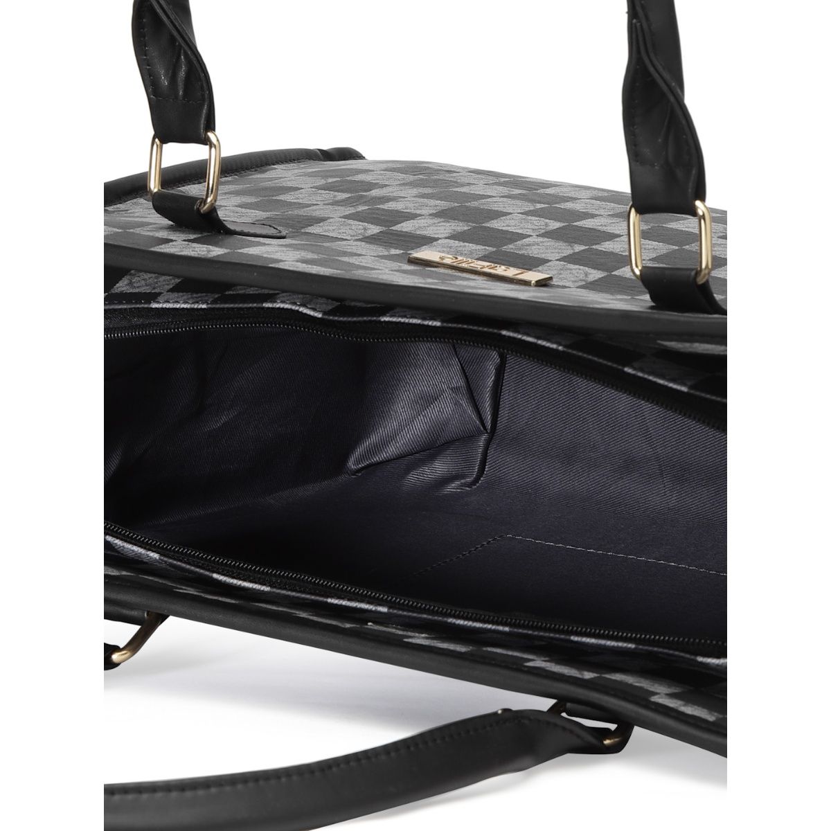 Buy LaFille Black Women's Checks Tote Bag Online