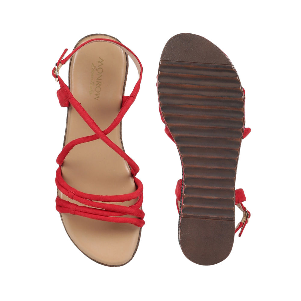 Buy Monrow Solid Red Sandals Online