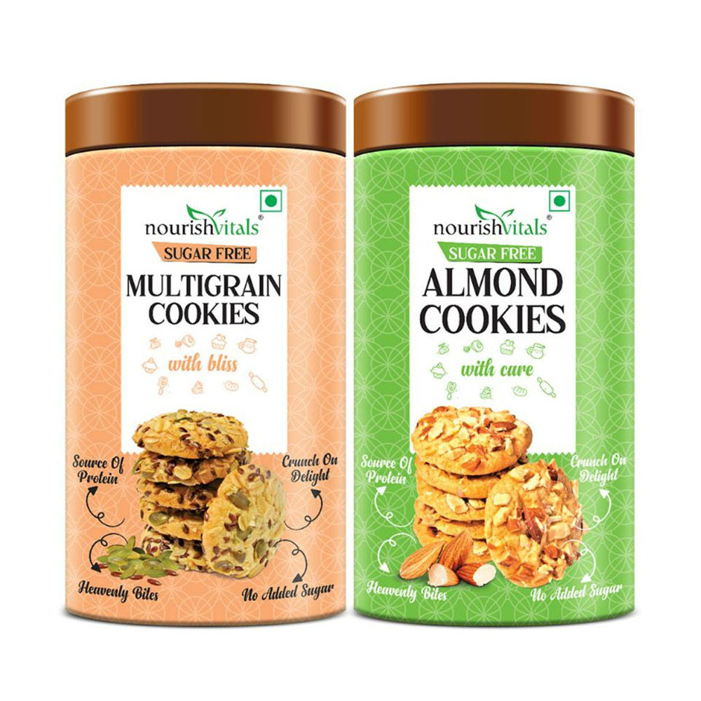 Buy Nourish Vitals Multigrain + Almond - Sugar Free Cookies Online