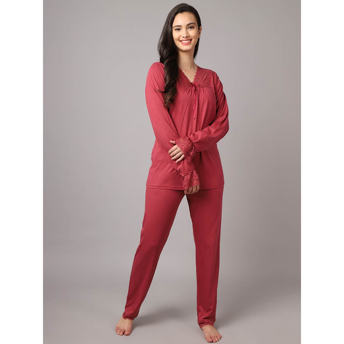 Buy Kanvin Women Maroon Night Suit Online