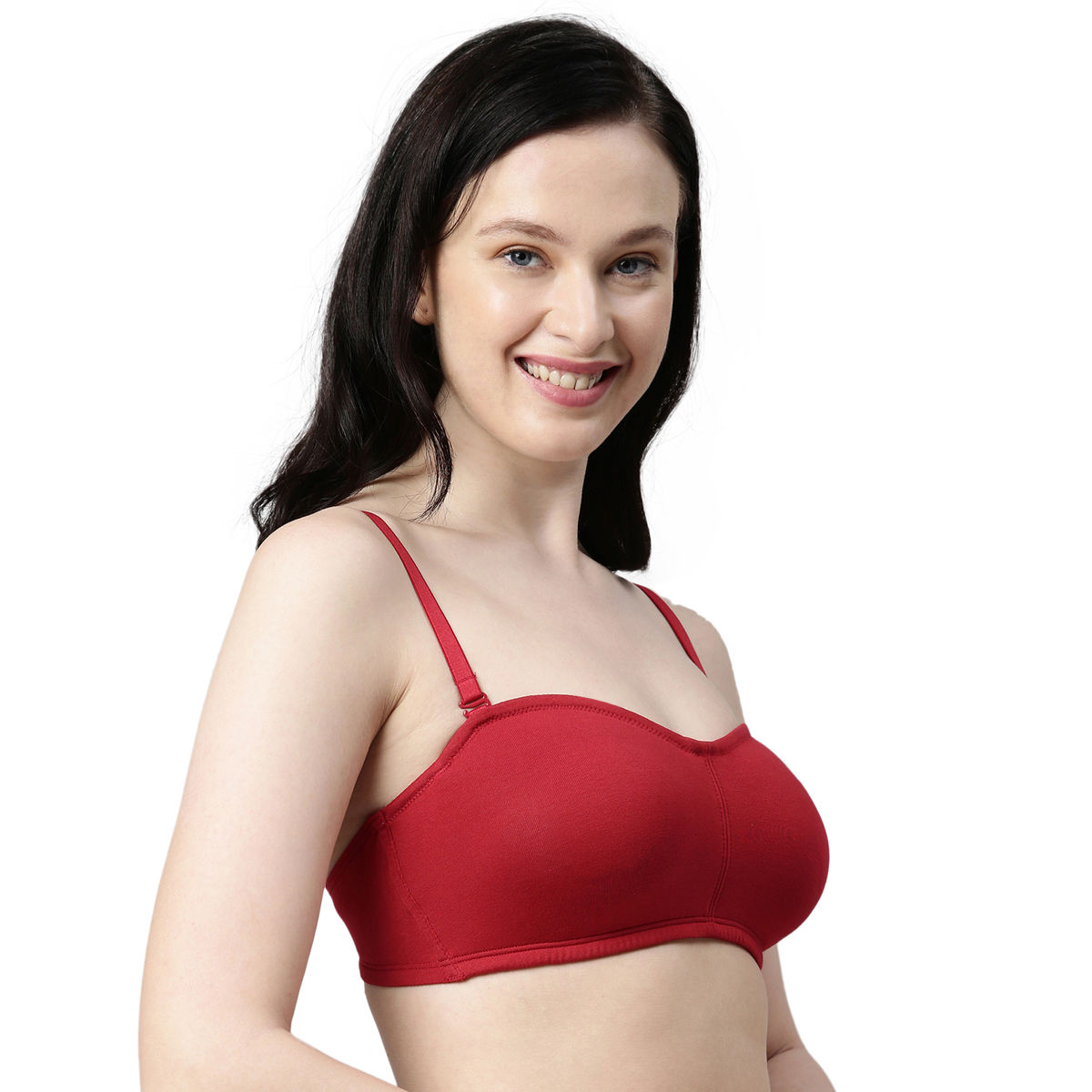 Enamor Women A019 Non Padded Wirefree Perfect Shaping Cotton Strapless Bra Red: Buy Enamor Women ...
