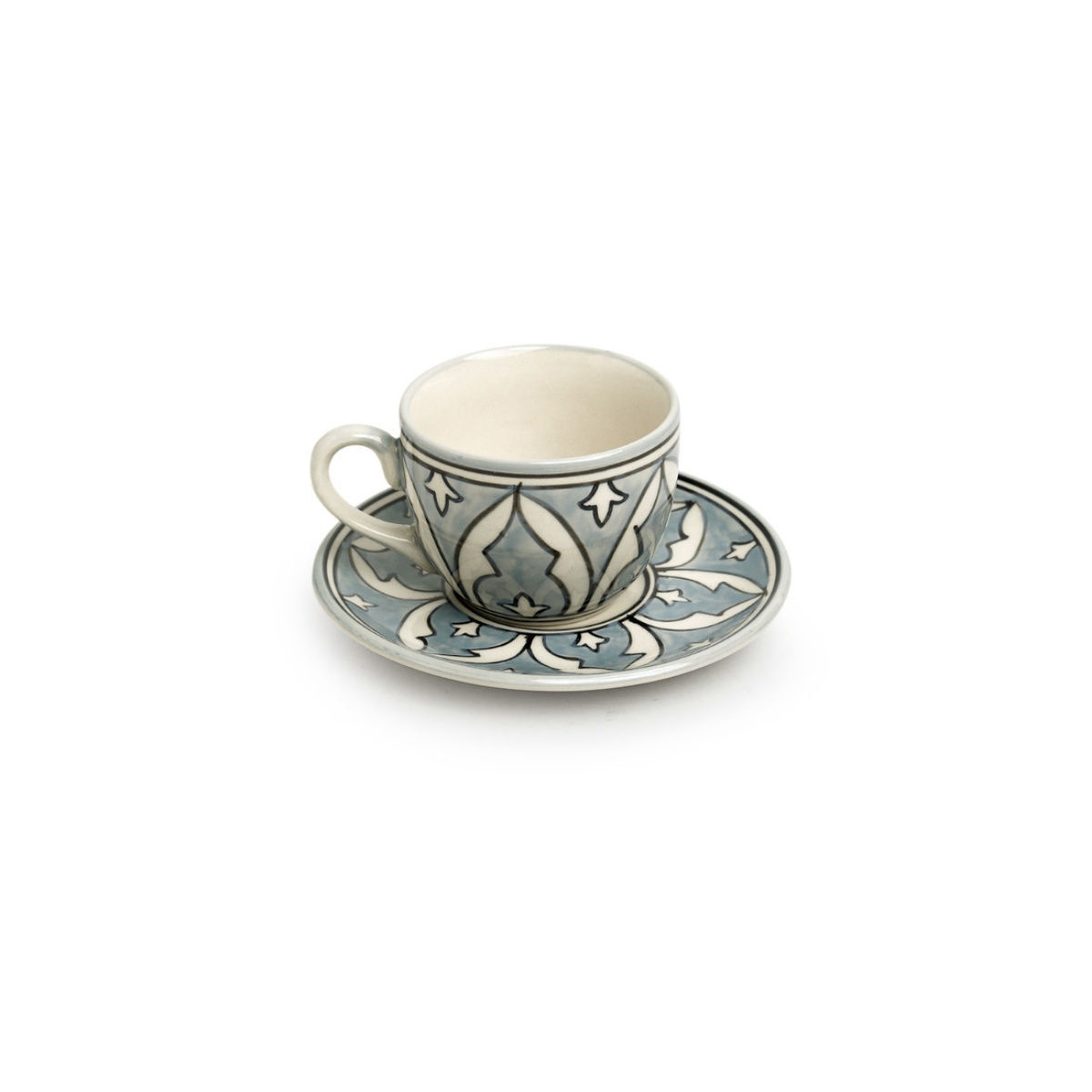 Buy ExclusiveLane Arabian Nights' Hand-Painted Ceramic Tea Cups With Saucers (Set Of 6) Online
