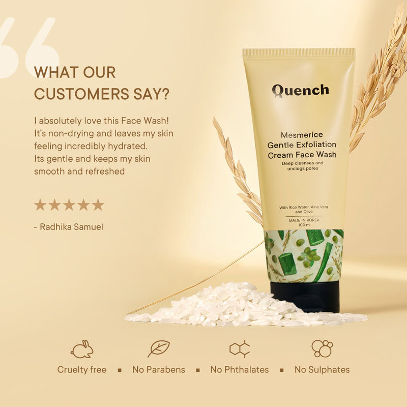 Buy Quench Rice Water & Vitamin E Cream Face Wash For Gentle ...