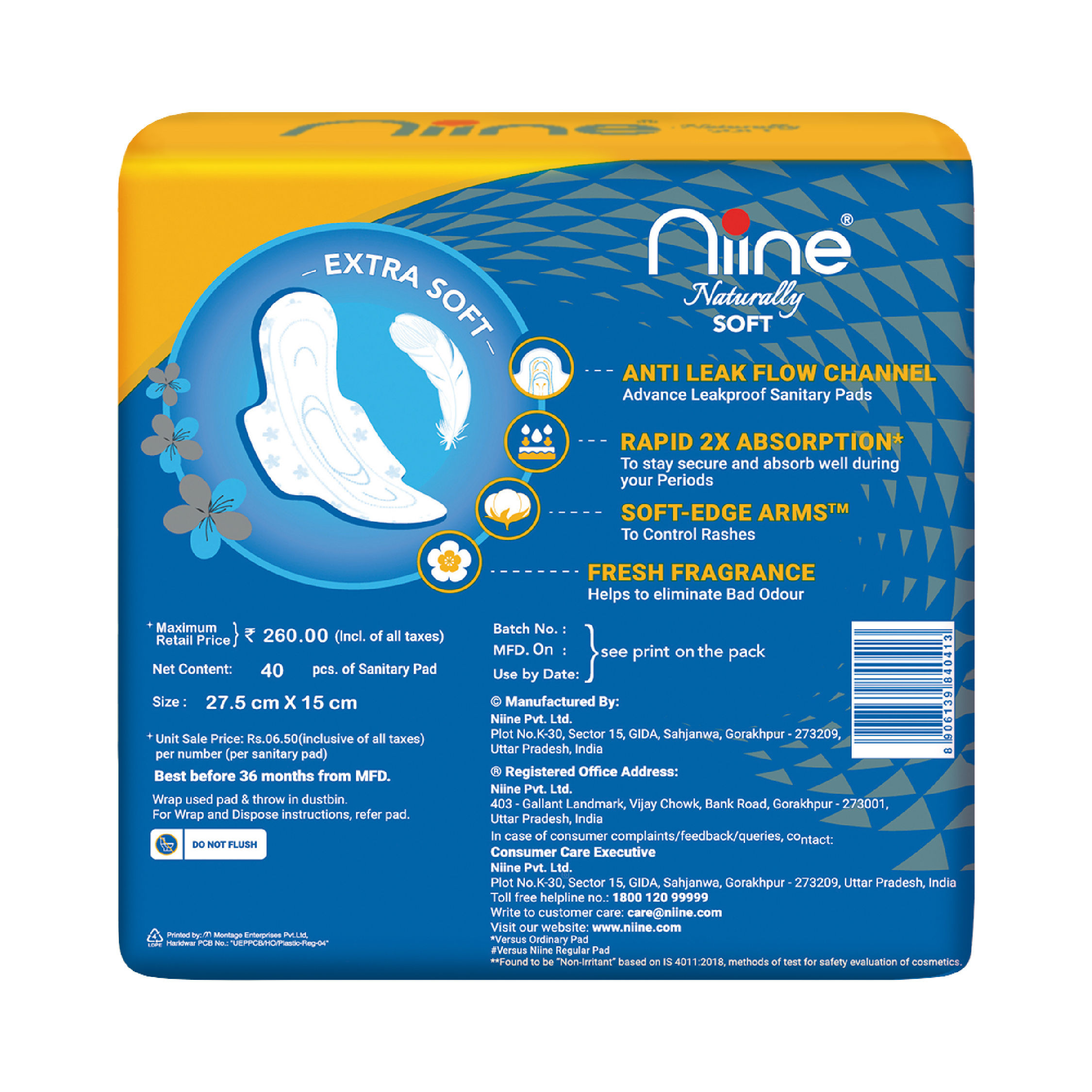 Buy Niine Naturally Soft Sanitary Napkins Extra Long (275mm) Online