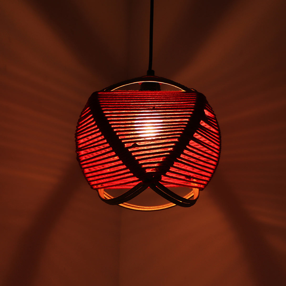 Buy ExclusiveLane Jute Goblet Pendant Lamp In Iron (8 Inch, Matte ...