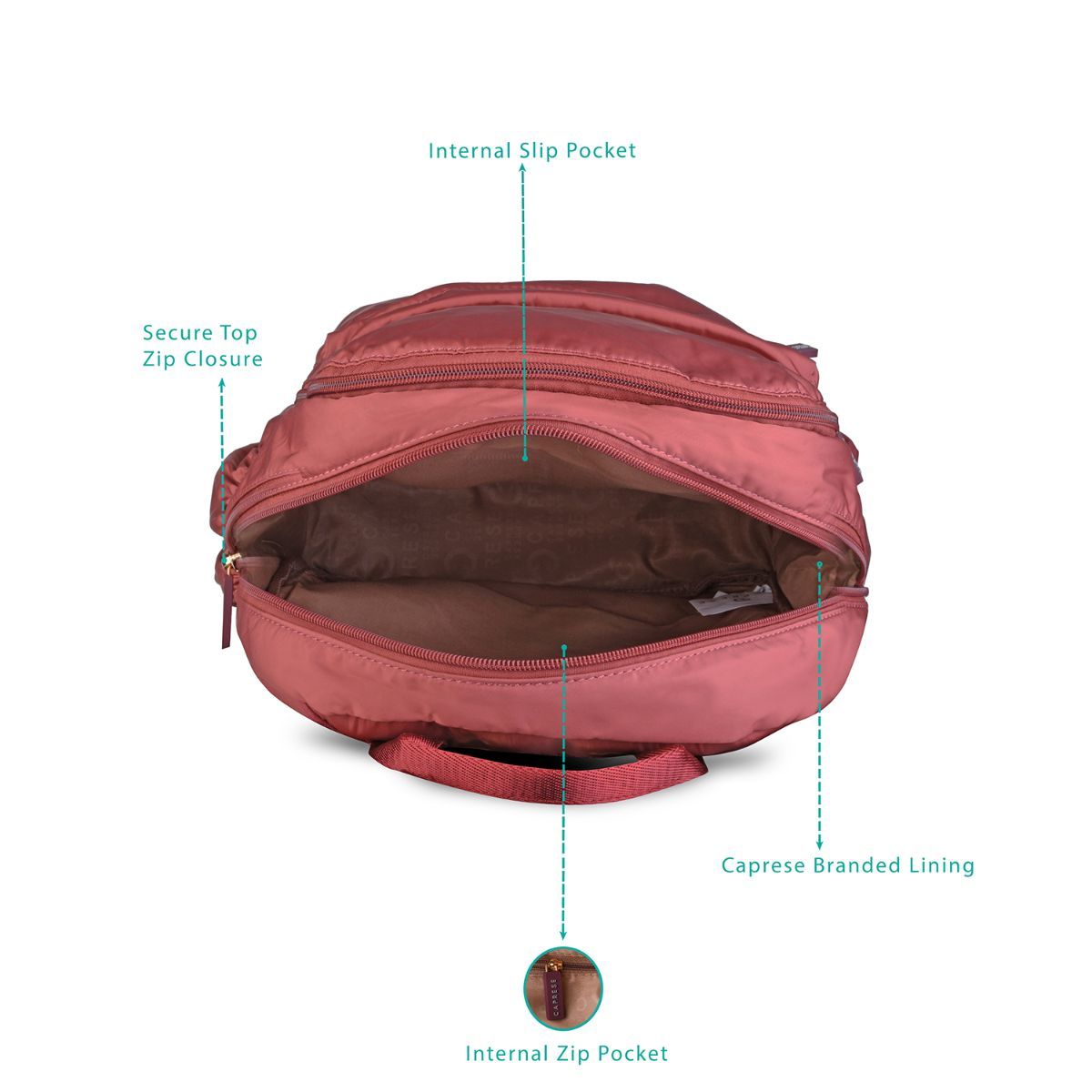Buy Caprese Zena Backpack Medium Muddy Pink Online