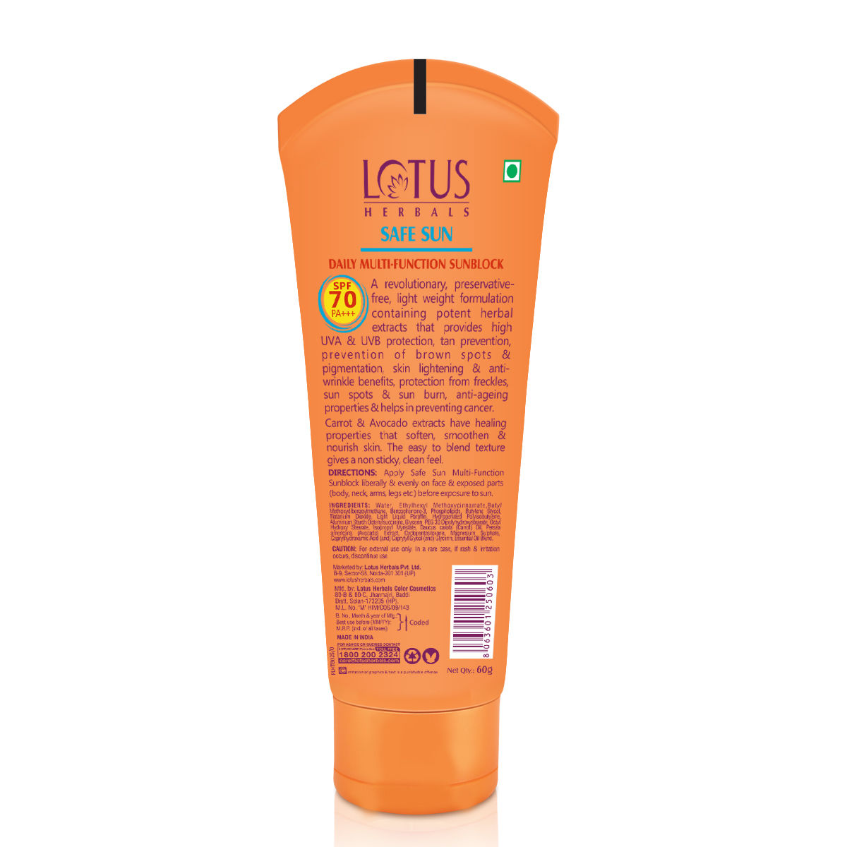 Lotus Herbals Safe Sun Daily Multi-Function Sunscreen SPF 70 PA+++: Buy ...