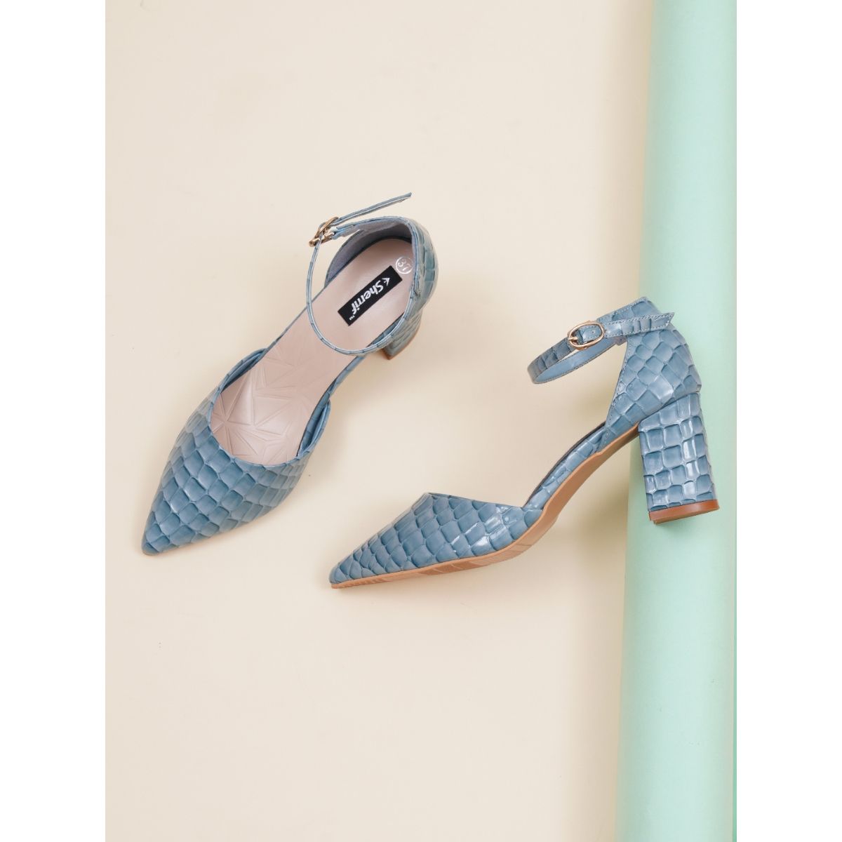 Buy Sherrif Shoes Womens Blue Block Heel Sandals Online