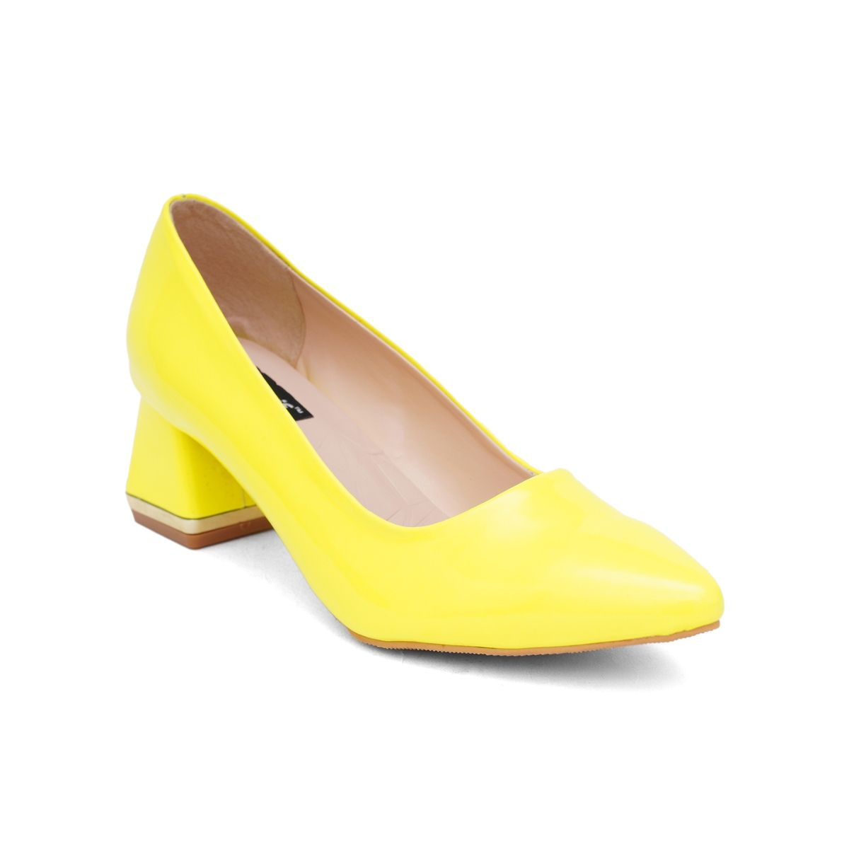 Buy Sherrif Shoes Womens Yellow Block Heel Pumps Online