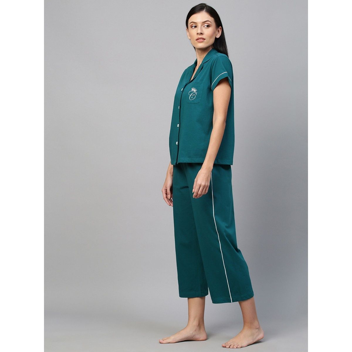 Buy Chemistry Knit Night Suit W- Piping Details-blue Online