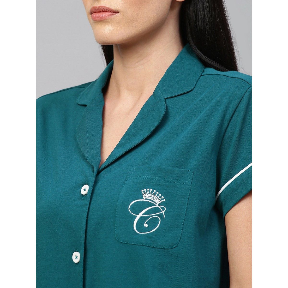 Buy Chemistry Knit Night Suit W- Piping Details-blue Online