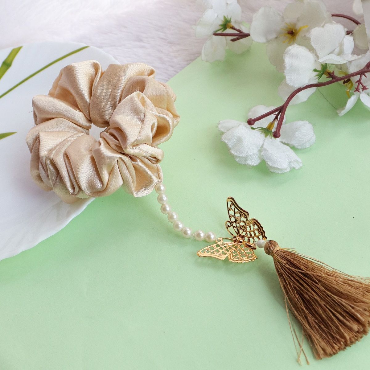 Buy Soho Boho Studio Butterfly Boho Tassel Scrunchie Online