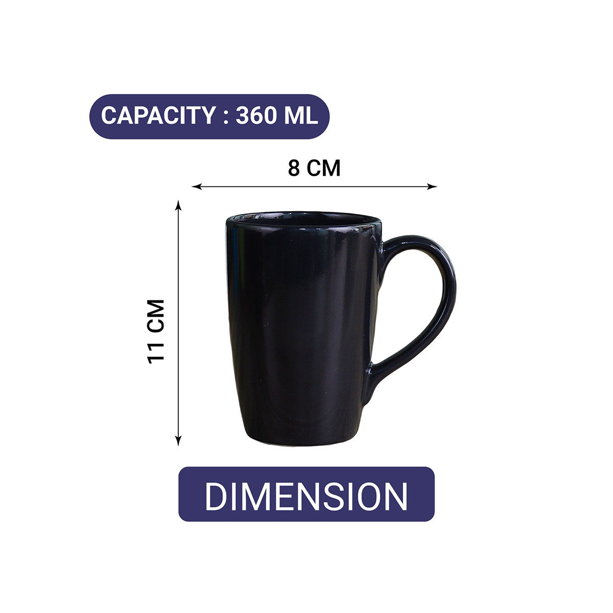 Buy Femora Ceramic Coffee Mugs 360ml (Pack of 6) Online