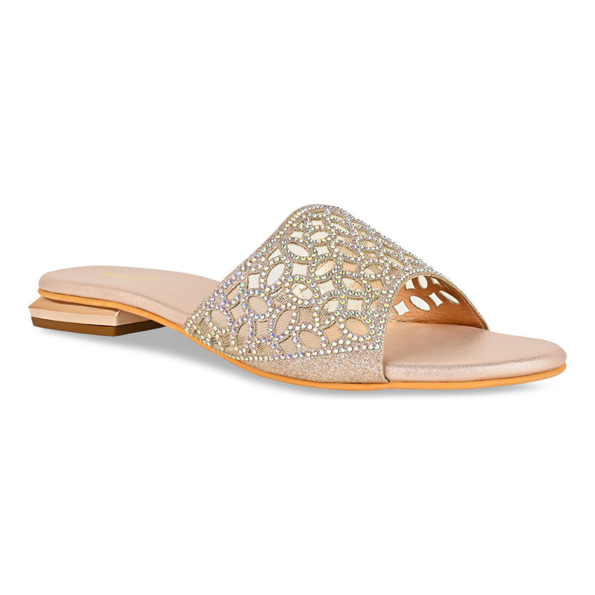 Buy ROCIA Regal Rose Gold Women Diamond Embellished Flats Online