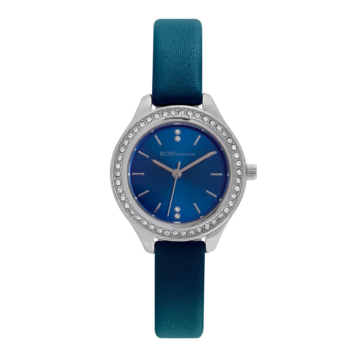 Buy BCBGMAXAZRIA GENERATION Quartz Sunray Crystals Blue Round Dial ...