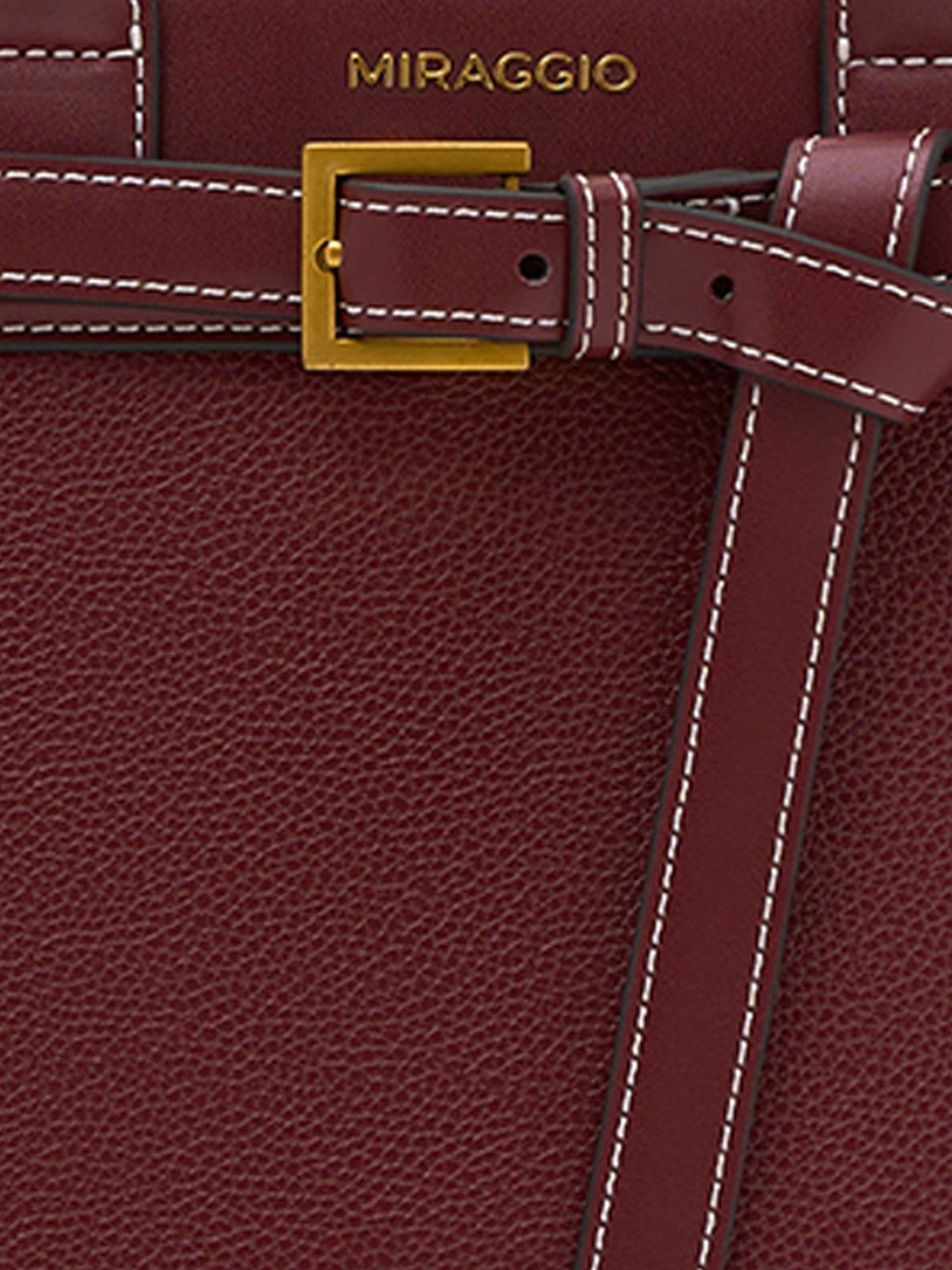 Buy MIRAGGIO Maroon Althea Satchel Bag with Detachable Strap (Medium ...