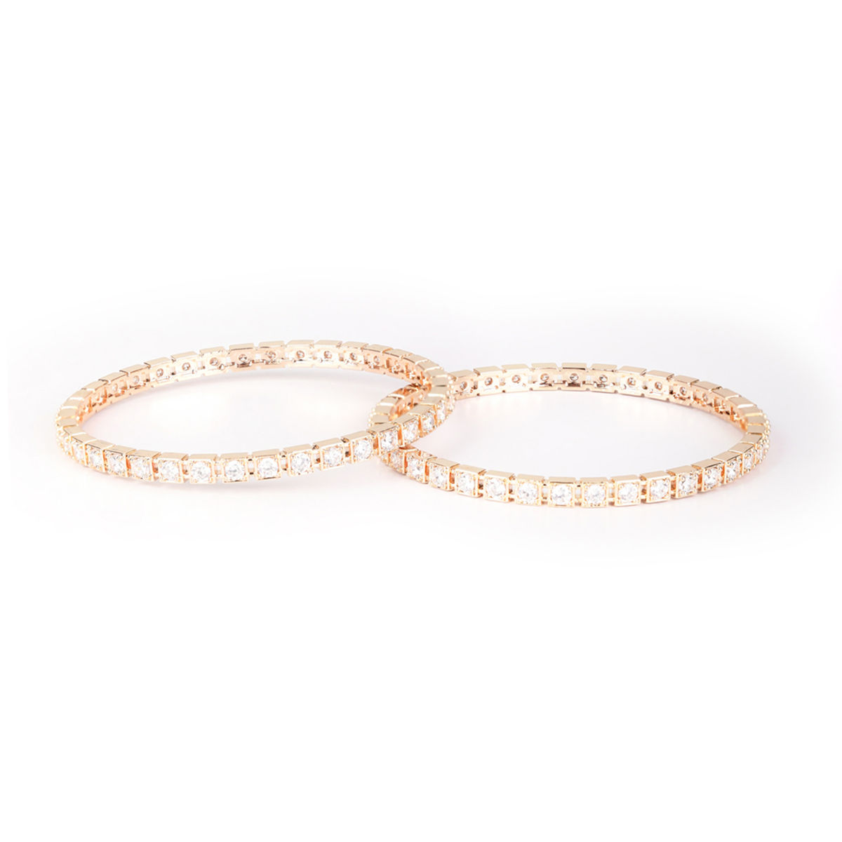 Priyaasi American Diamond Rose Gold Plated Bangles Set - 1004 -: Buy ...