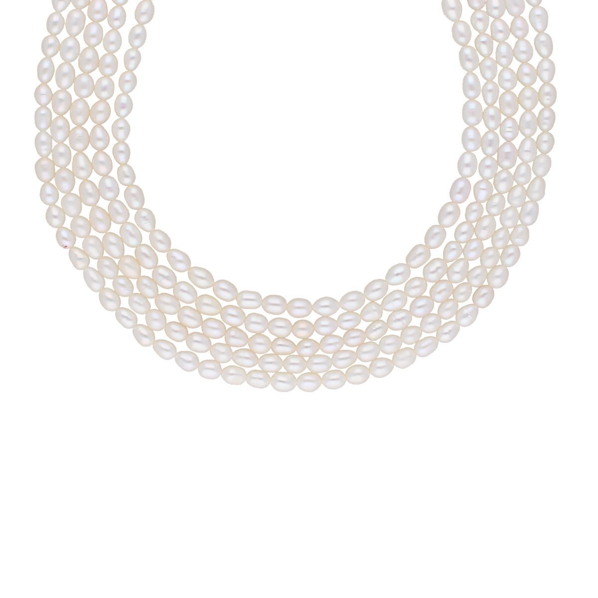 Buy Sri Jagdamba Pearls 5 Line Plain Oval Pearl Necklace Set Online