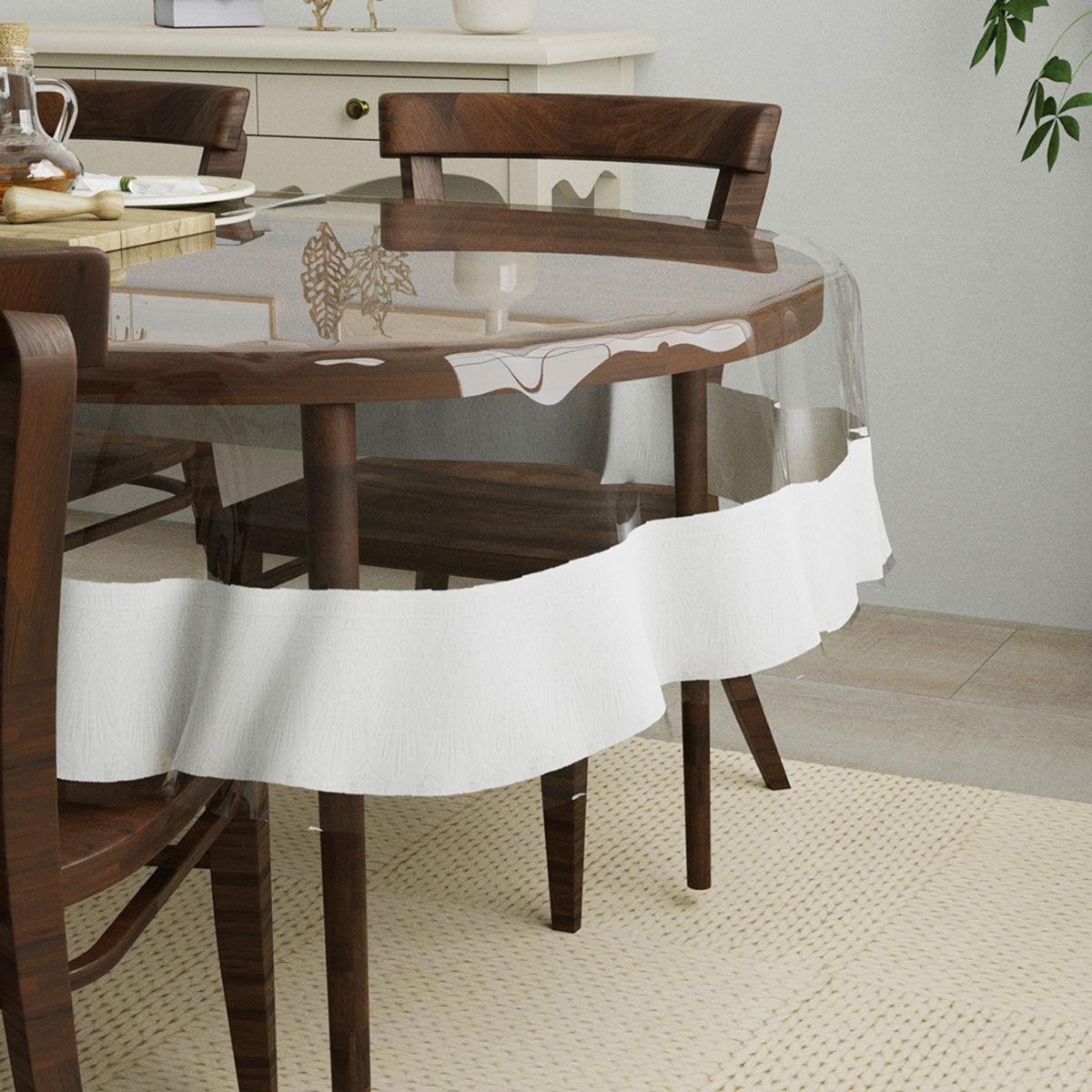 Buy The Home Story Clasiko 4 Seater Oval Dining Table Cover Grey Lace ...