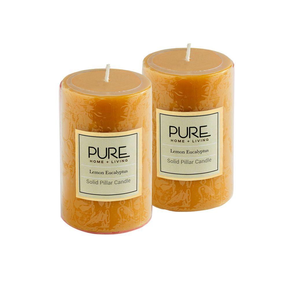 Buy Pure Home + Living Mustard Set of 2 Solid Pillar Candle Online