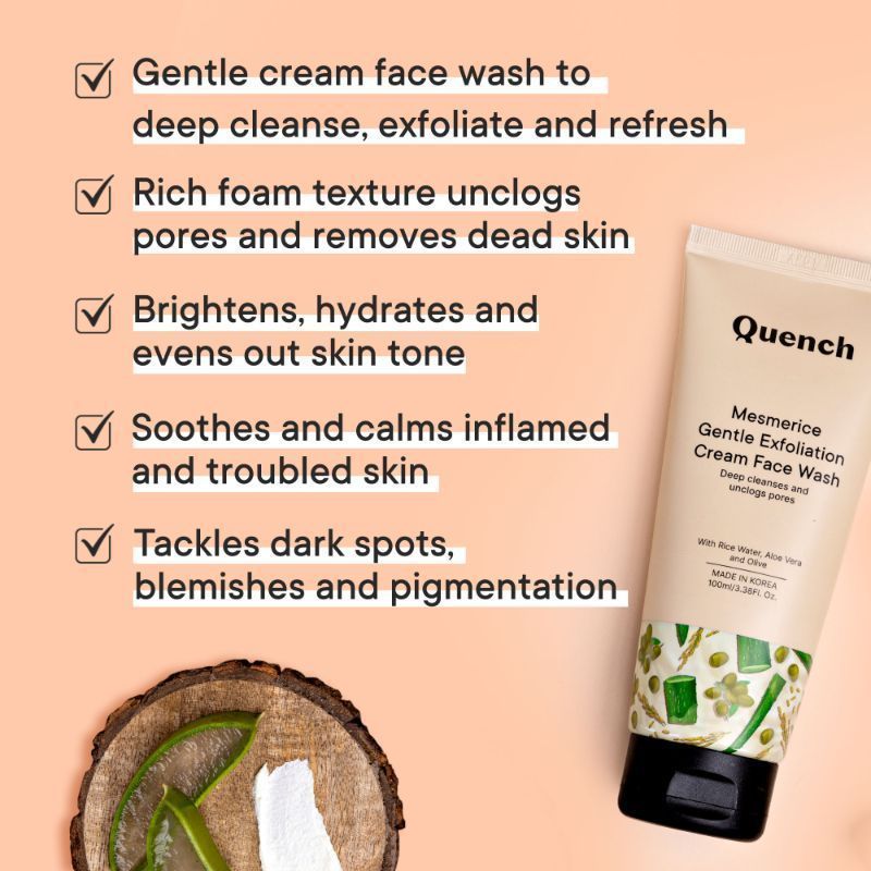 Buy Quench Rice Water & Vitamin E Cream Face Wash For Gentle ...