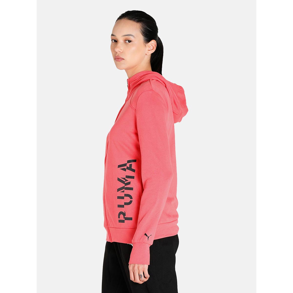 Buy Puma Logo Womens Flatlock Stich Pink Sweat Jacket Online