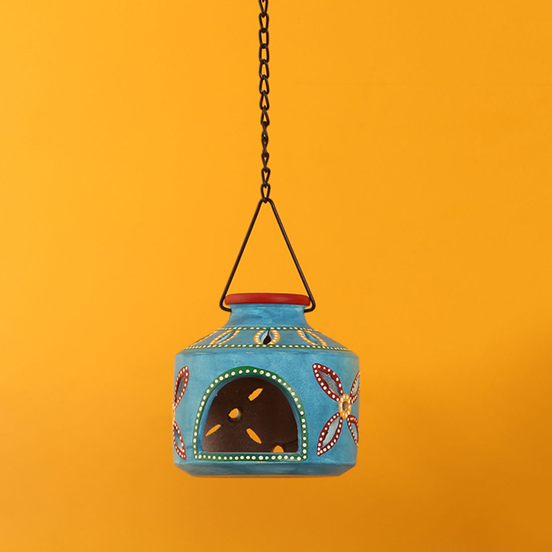 ExclusiveLane The Glowing Matki' Terracotta Hanging Tea-Light Holder In ...